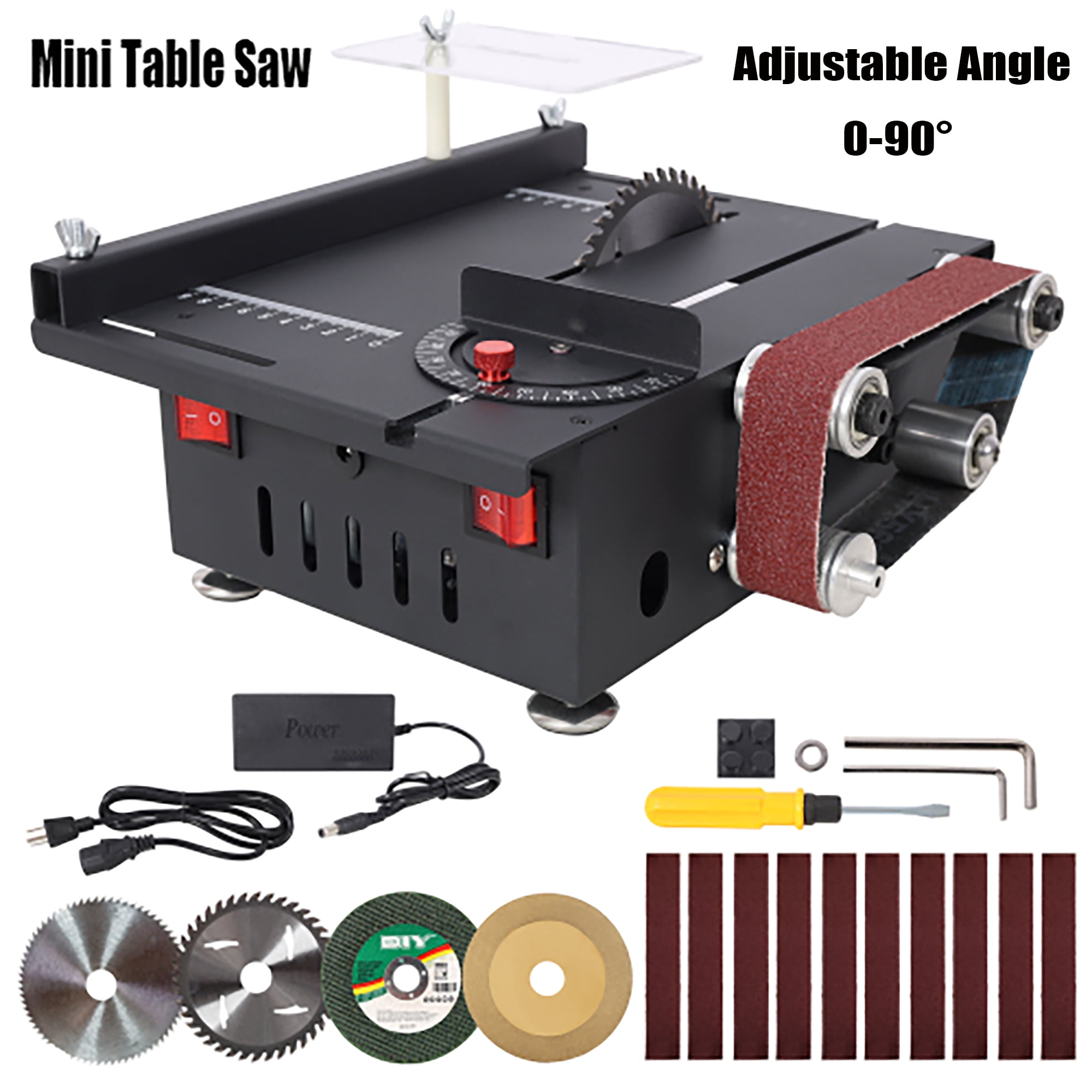 Elleree Mini Table Saw &Belt Sander for Crafts Wood, Plastic Acrylic Cutting Tool , with Blades ...