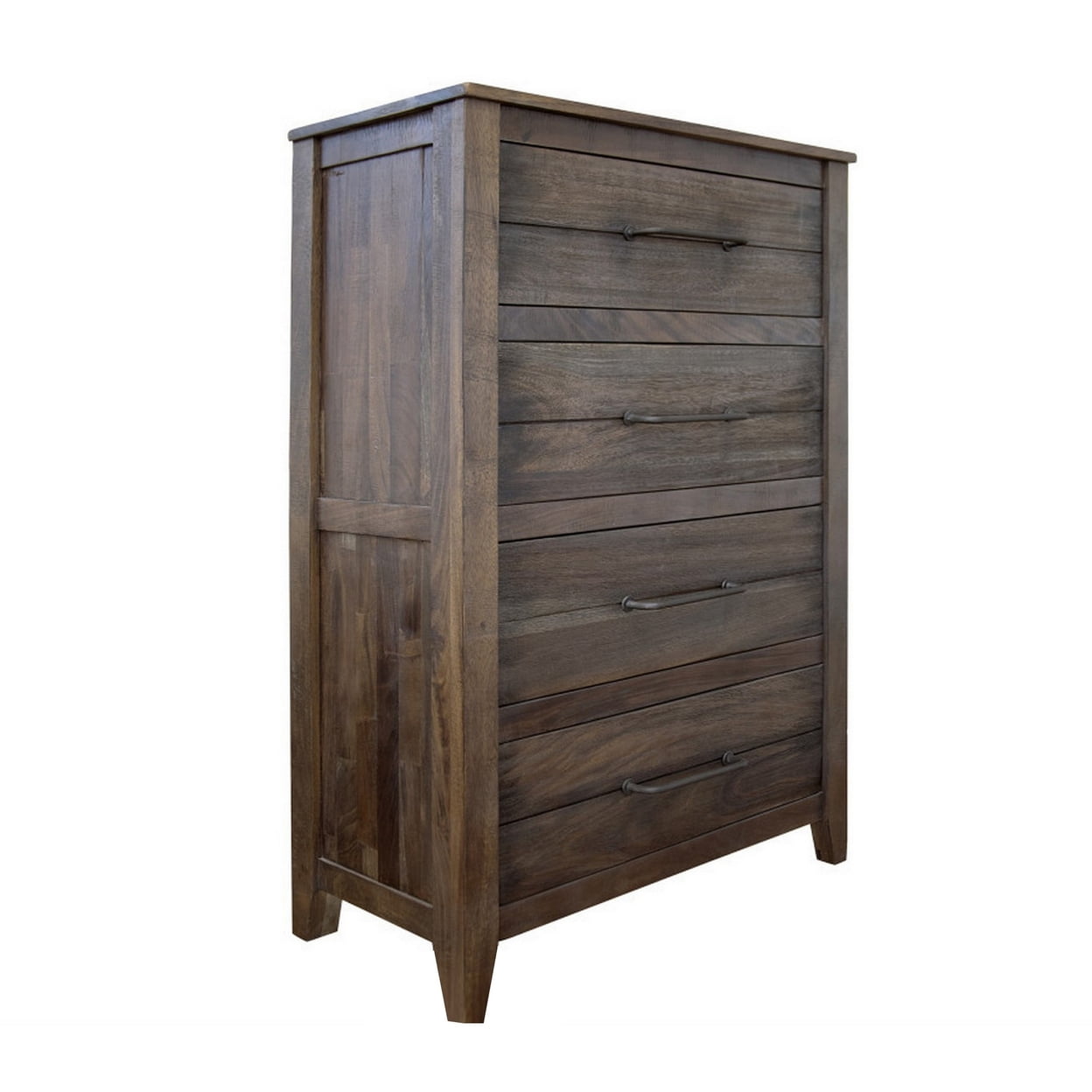 Elley 52 Inch Tall Dresser Chest, 4 Drawers, Solid Parota Wood, Brown ...