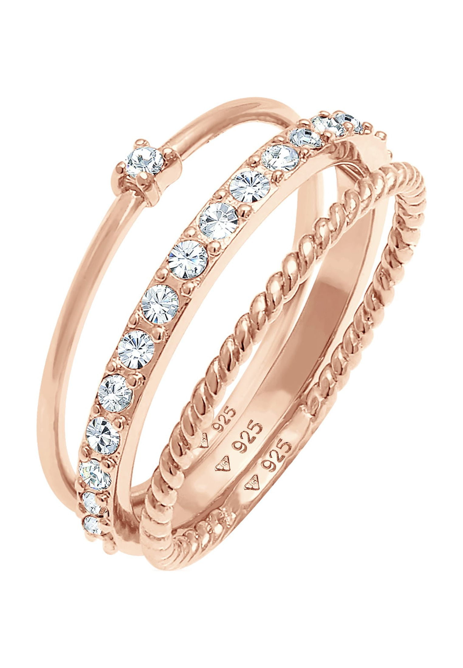 Elli by Julie & Grace Crystals Stacking Ring Eet of 3 925 silver 18K ...