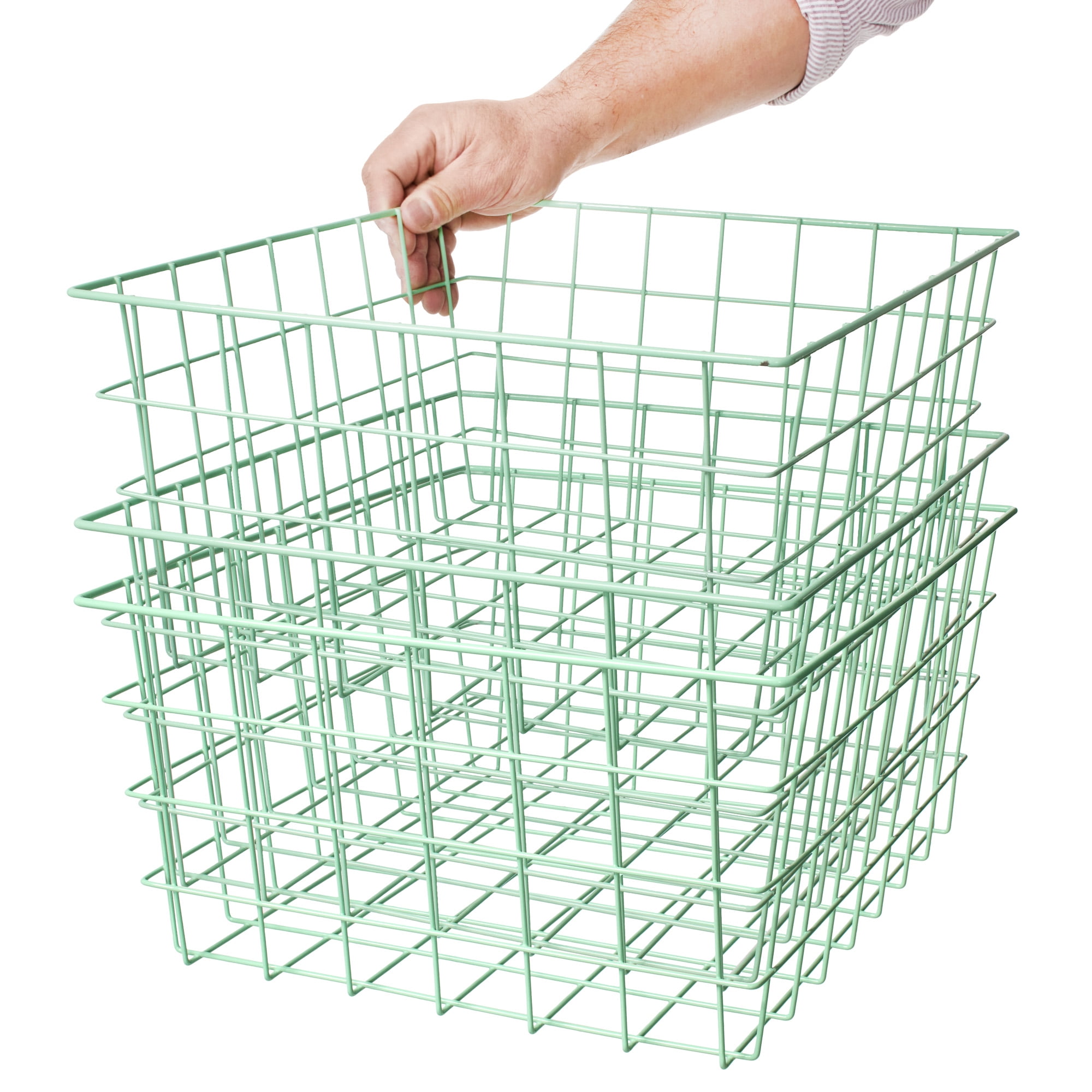 Ellie Office/Home Stackable Wire Storage Baskets, Green (6 Pack ...