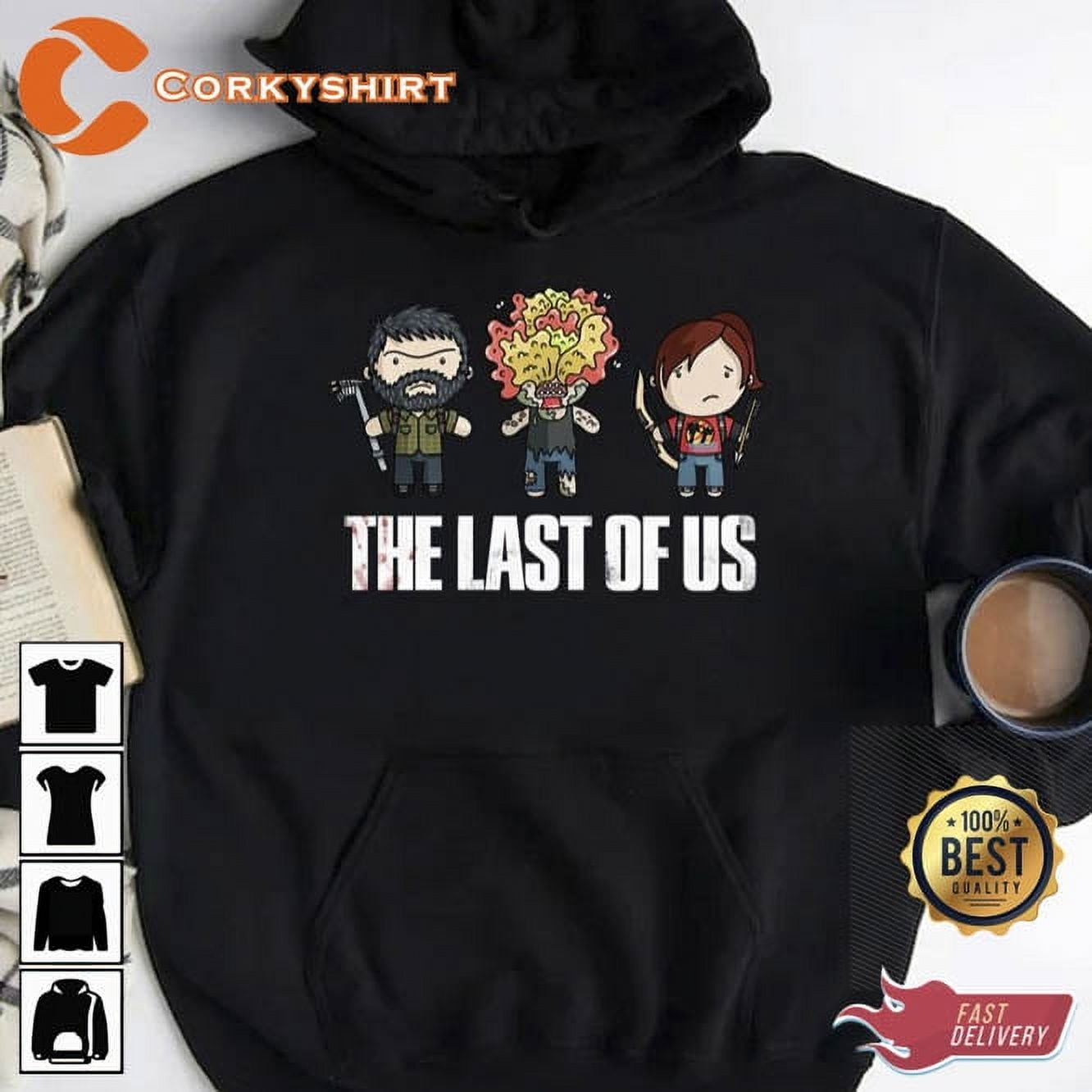 Ellie And Joel And Clicker Chibi Art The Last Of Us Tee - Walmart.com