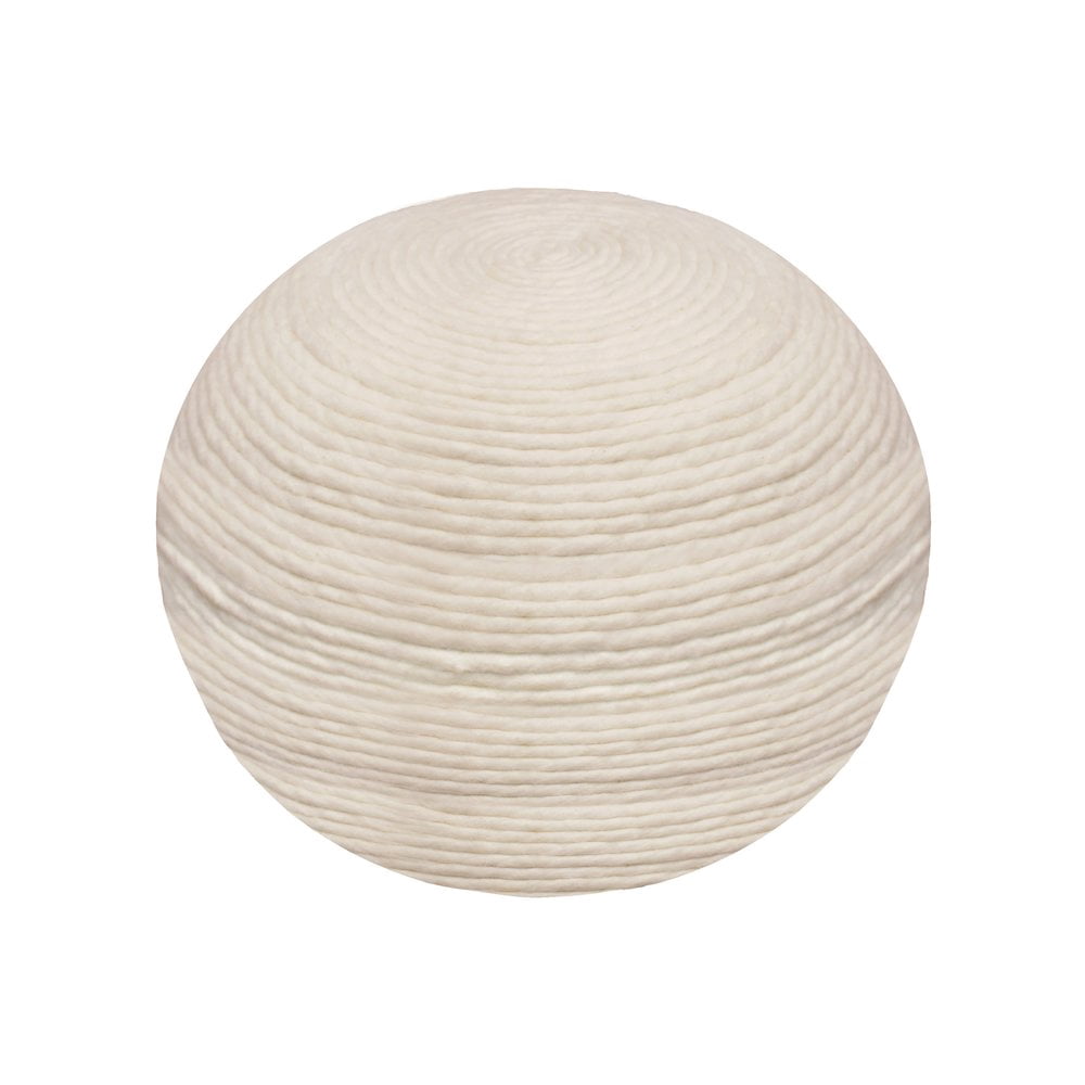 Ellie Modern Round Pouf in Ivory Wool with Polyester Filling - Walmart.com