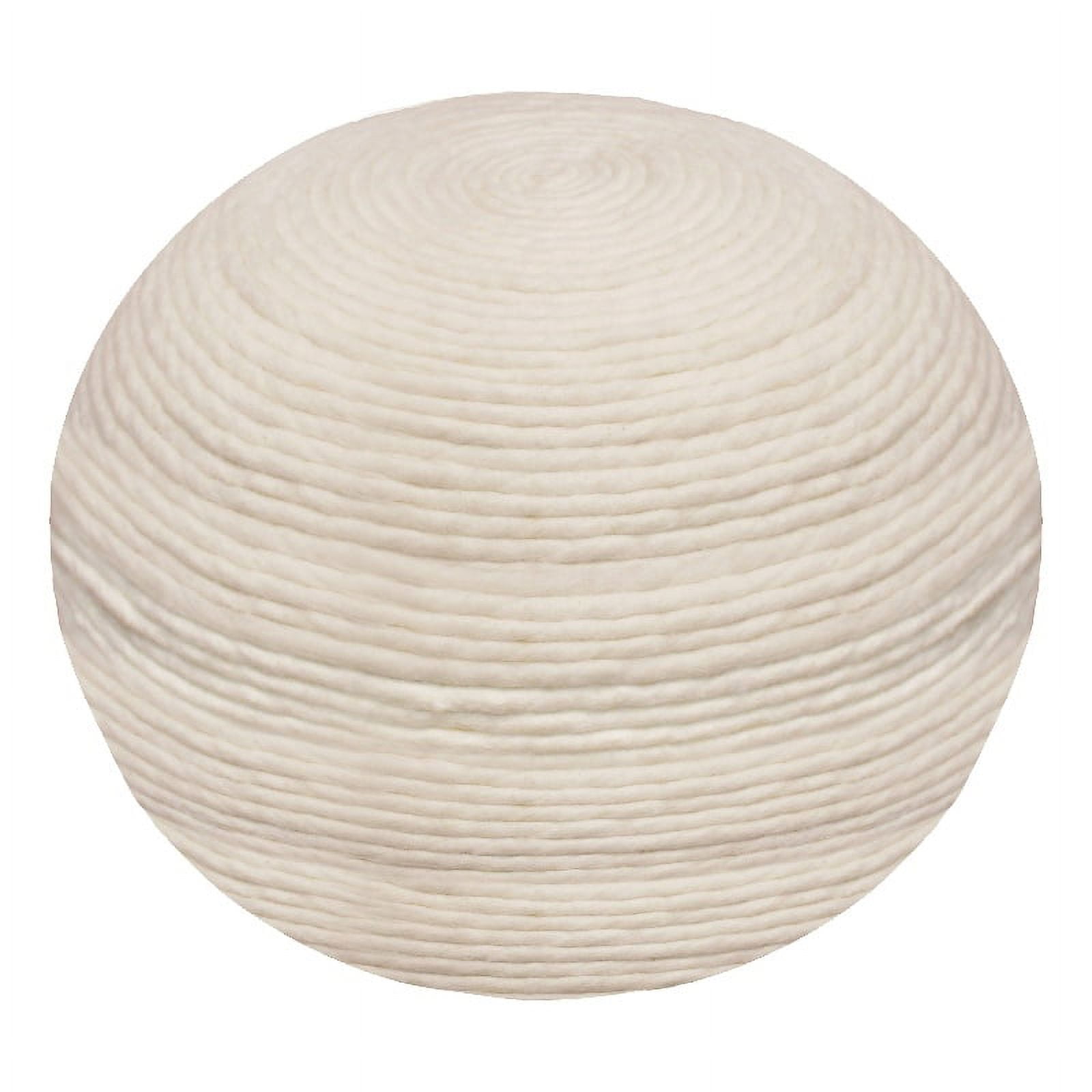 Ellie Modern Round Pouf in Ivory Wool with Polyester Filling - Walmart.com