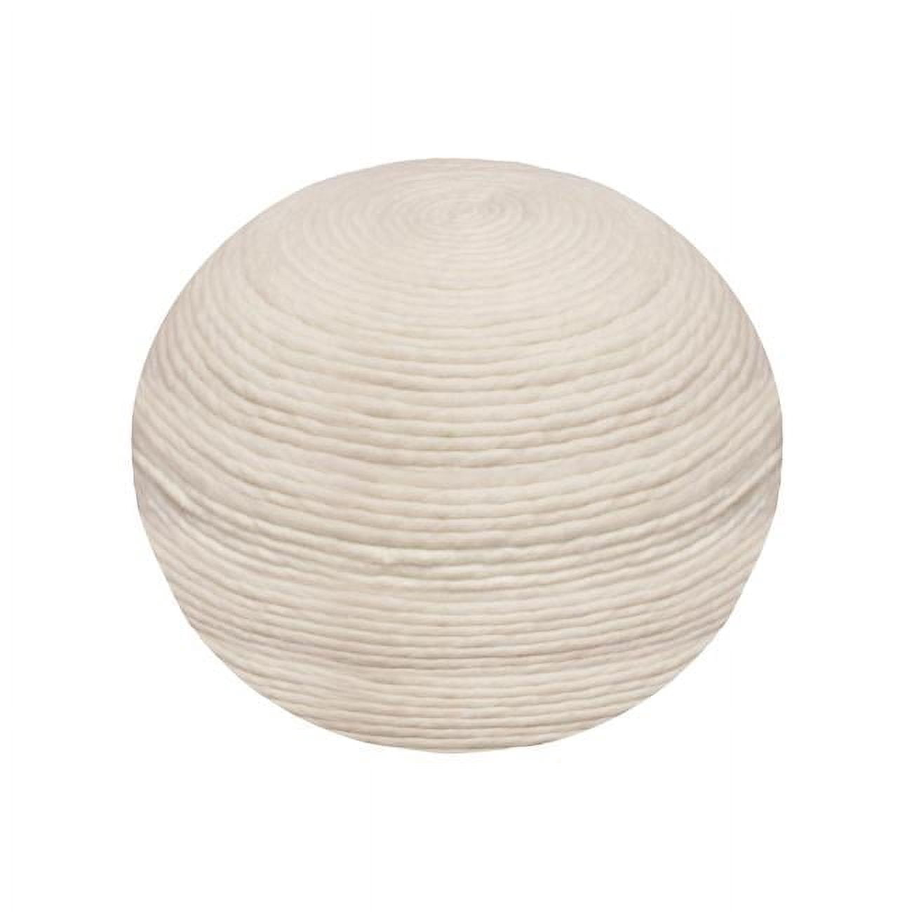 Ellie Modern Round Pouf in Ivory Wool with Polyester Filling - Walmart.com