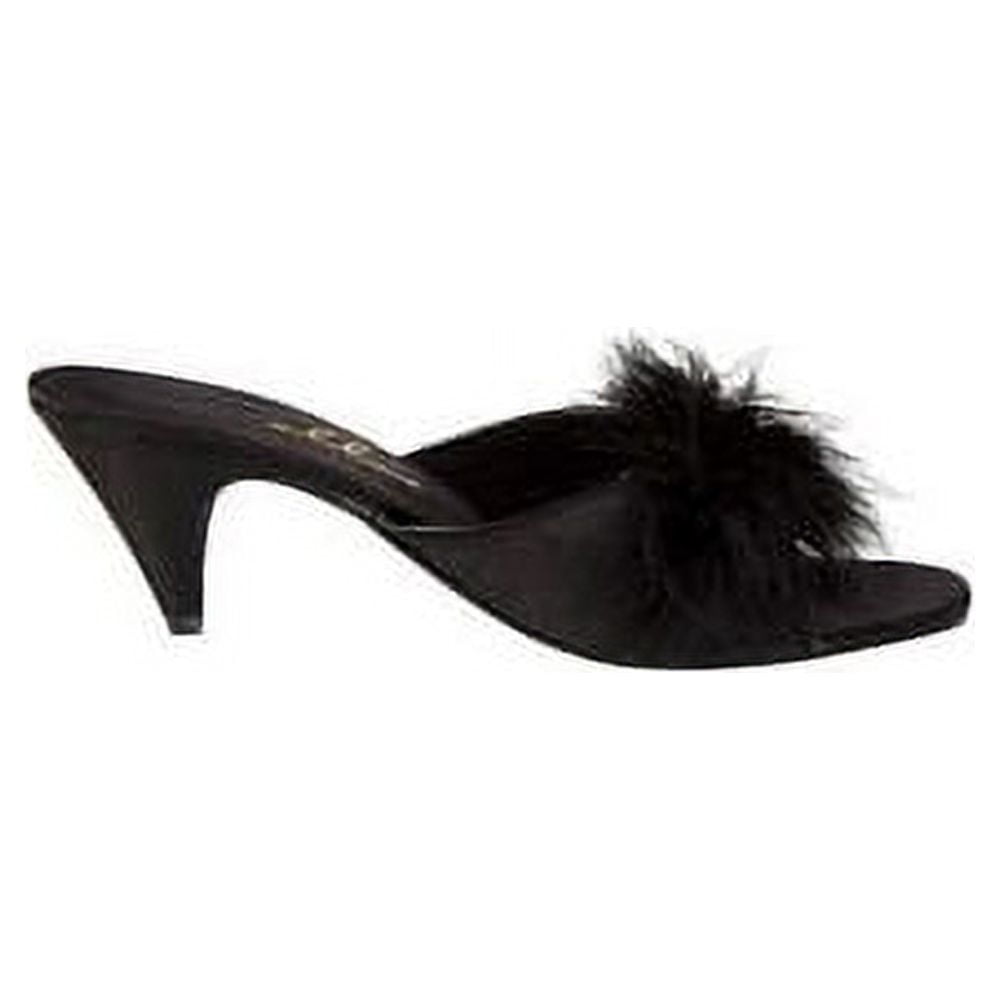 Ellie Shoes Black Satin Maribou Slippers PHOEBE Black - Walmart.com