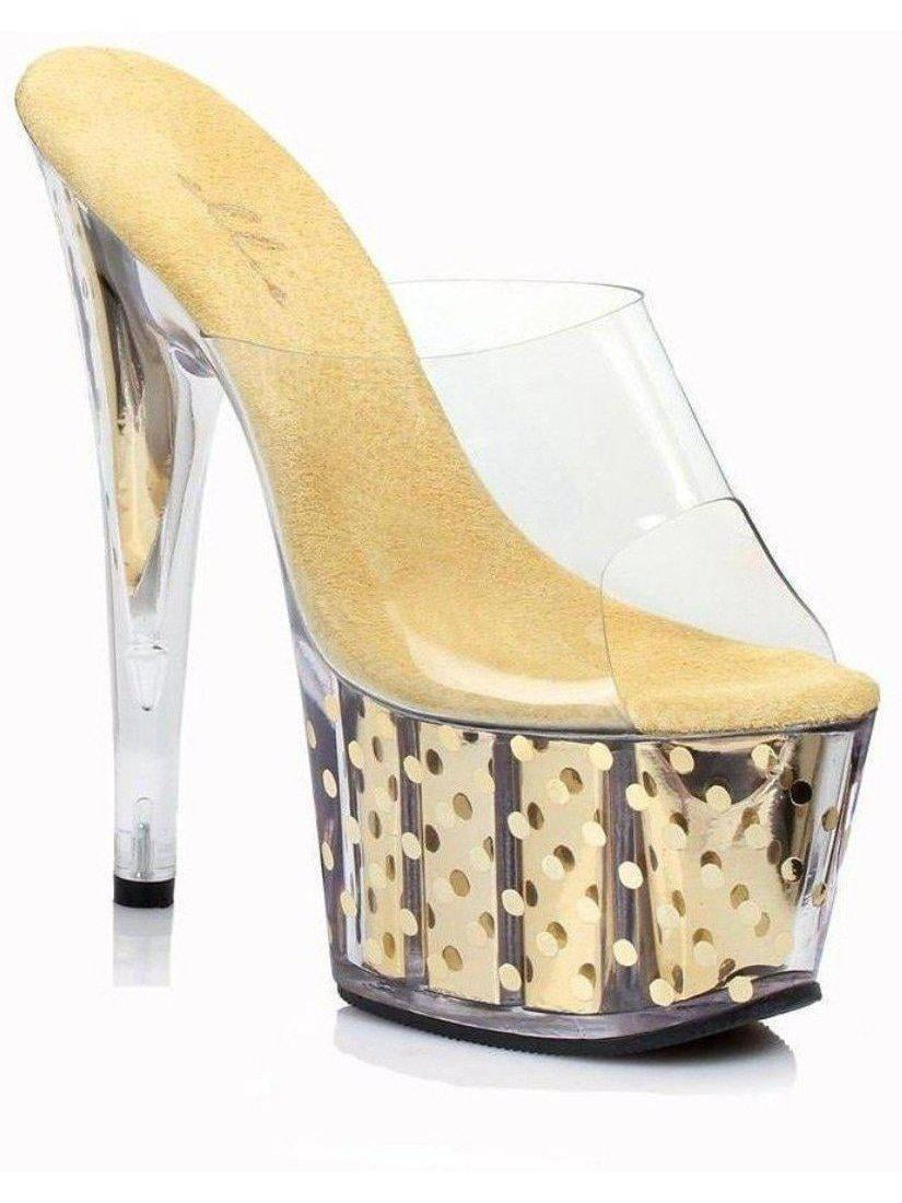 Ellie Shoes E-709-Brielle 7 Inch Womens Mule With Polka Dots. 10 / Gold ...