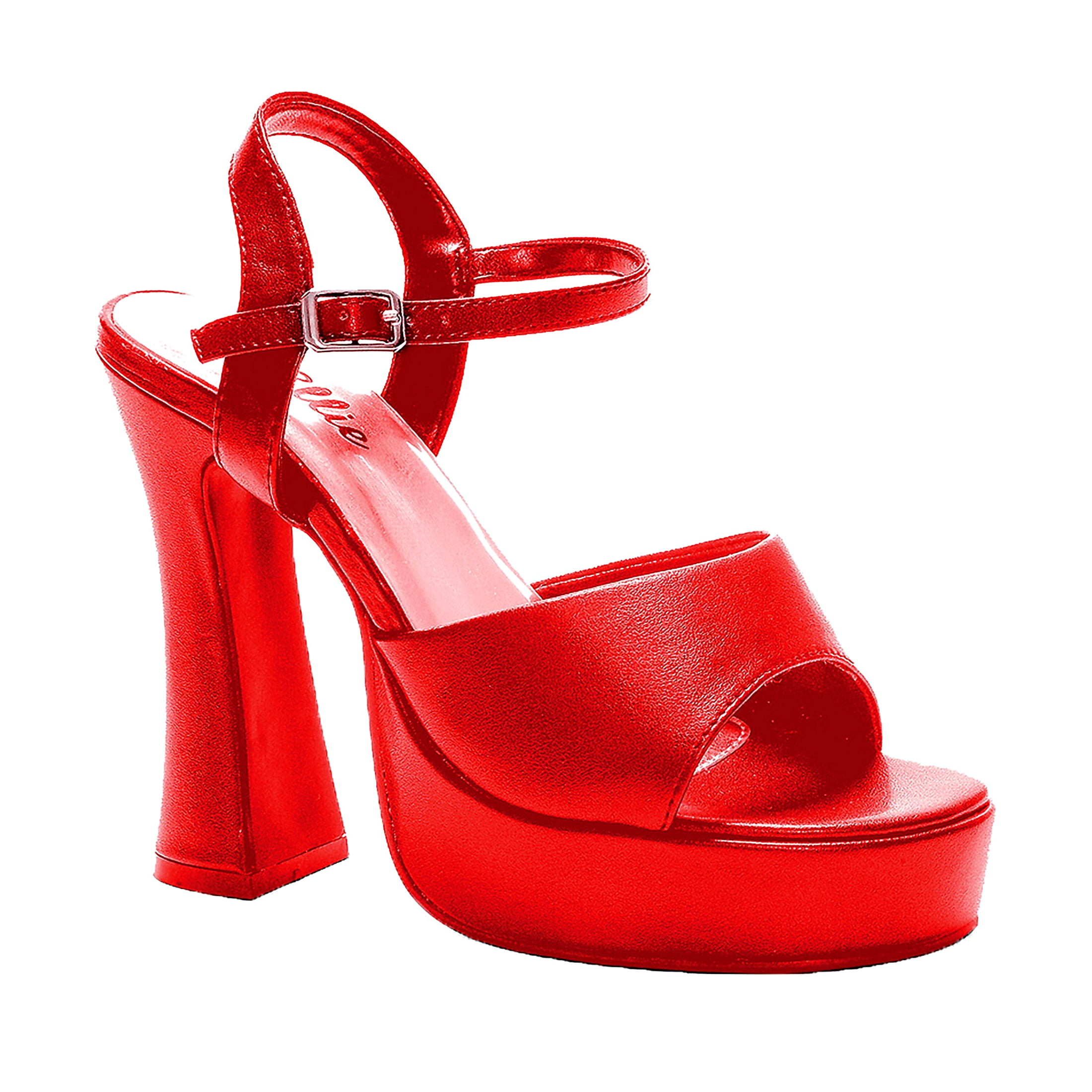 Morris Costumes Ellie Shoes - Women's Red Patent Leather Platform Pumps ...