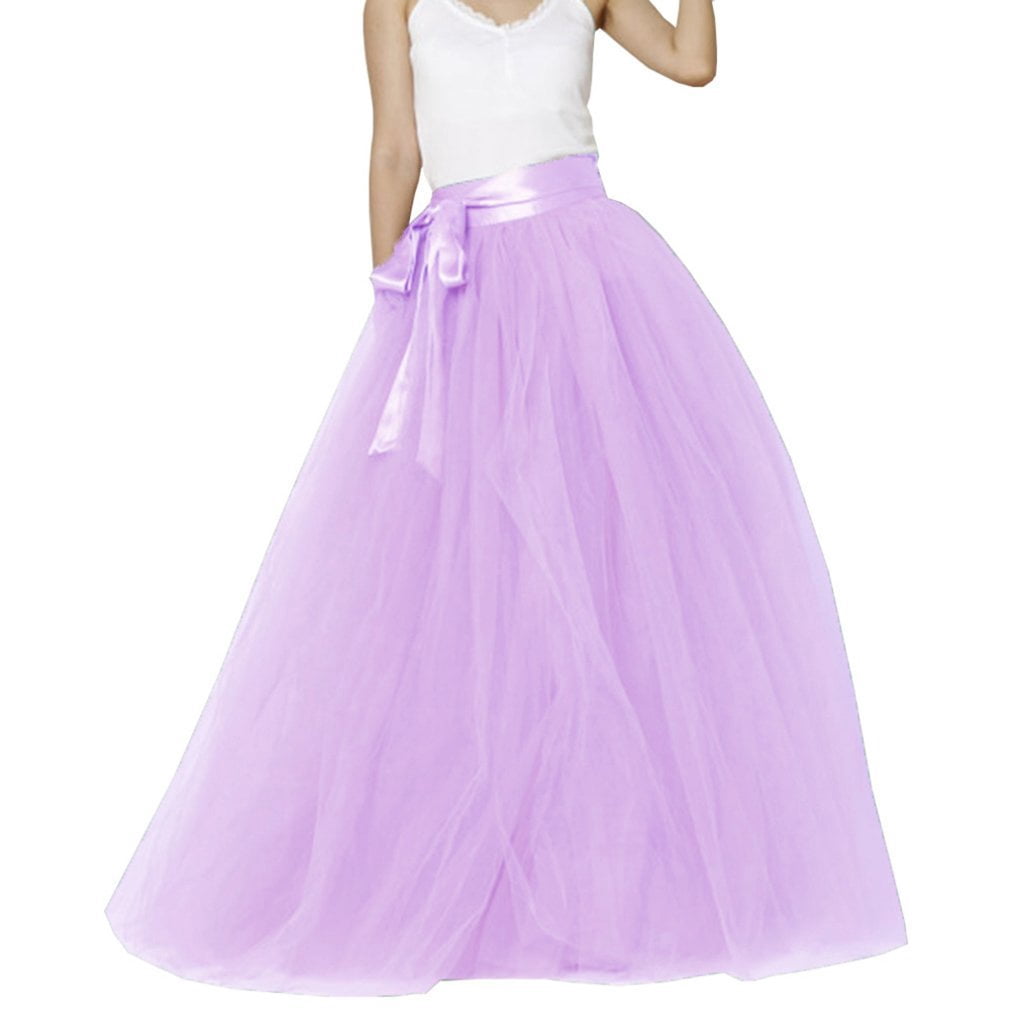 EllieWely 20+ Colors Women's Floor Length Long Tulle Tutu Skirt Lilac ...