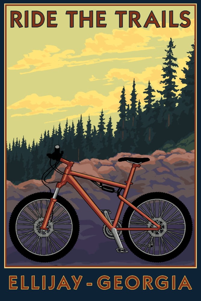Ellijay, Georgia, Ride the Trails, Mountain Bike Scene (16x24 Giclee ...