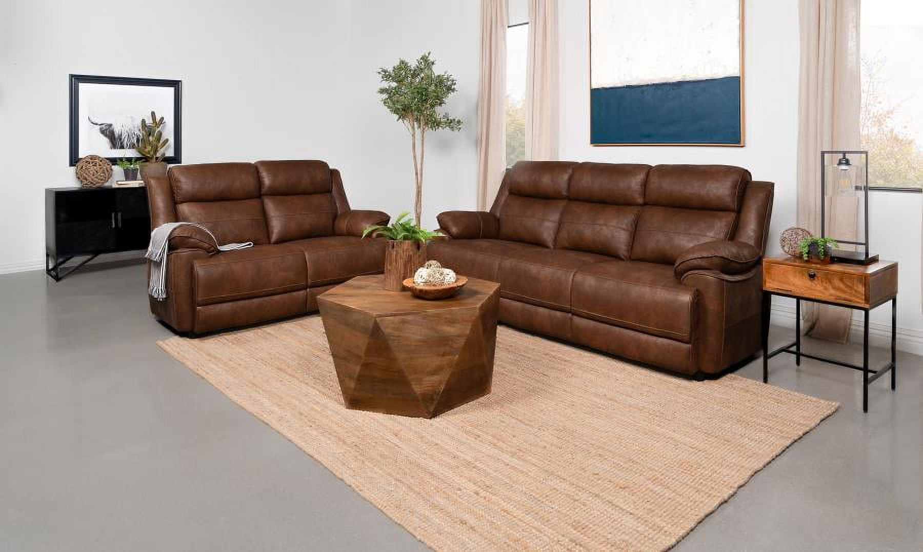 Ellington 2-Piece Sofa Set - Dark Brown Faux Leather - Walmart.com