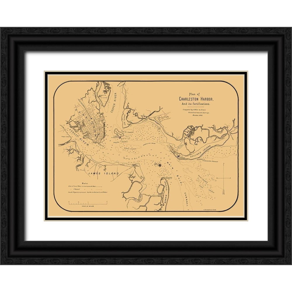 Elliot 32x24 Black Ornate Wood Framed with Double Matting Museum Art ...
