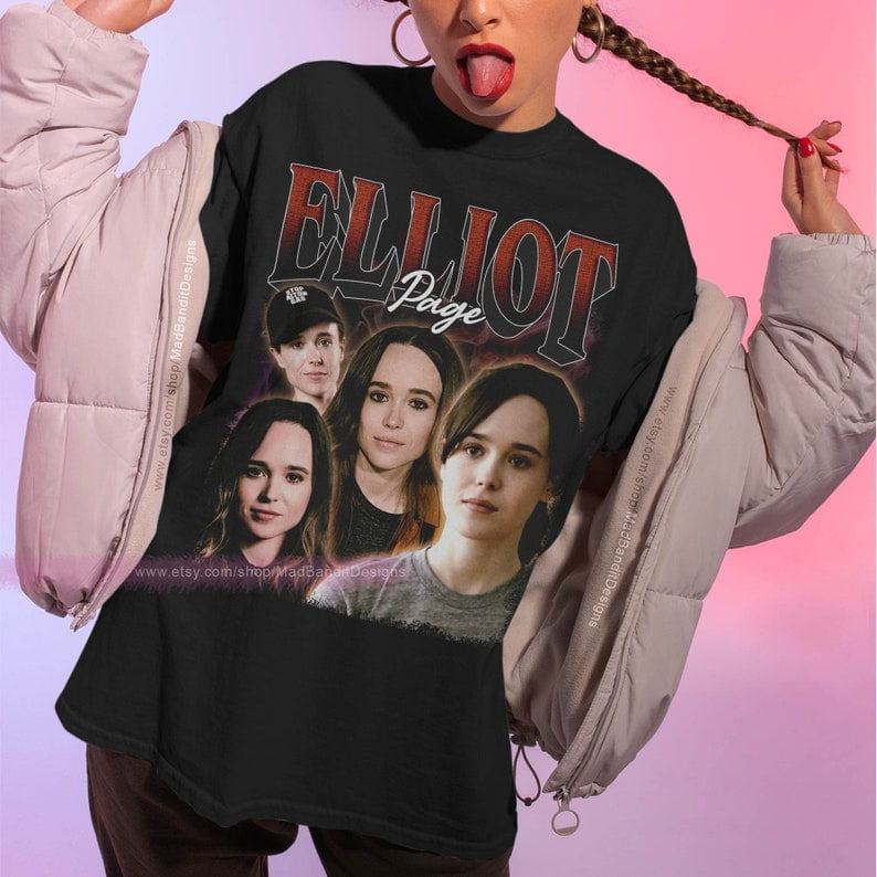 Elliot Page shirt cool retro rock poster t-shirt 70s 80s 90s rocker ...