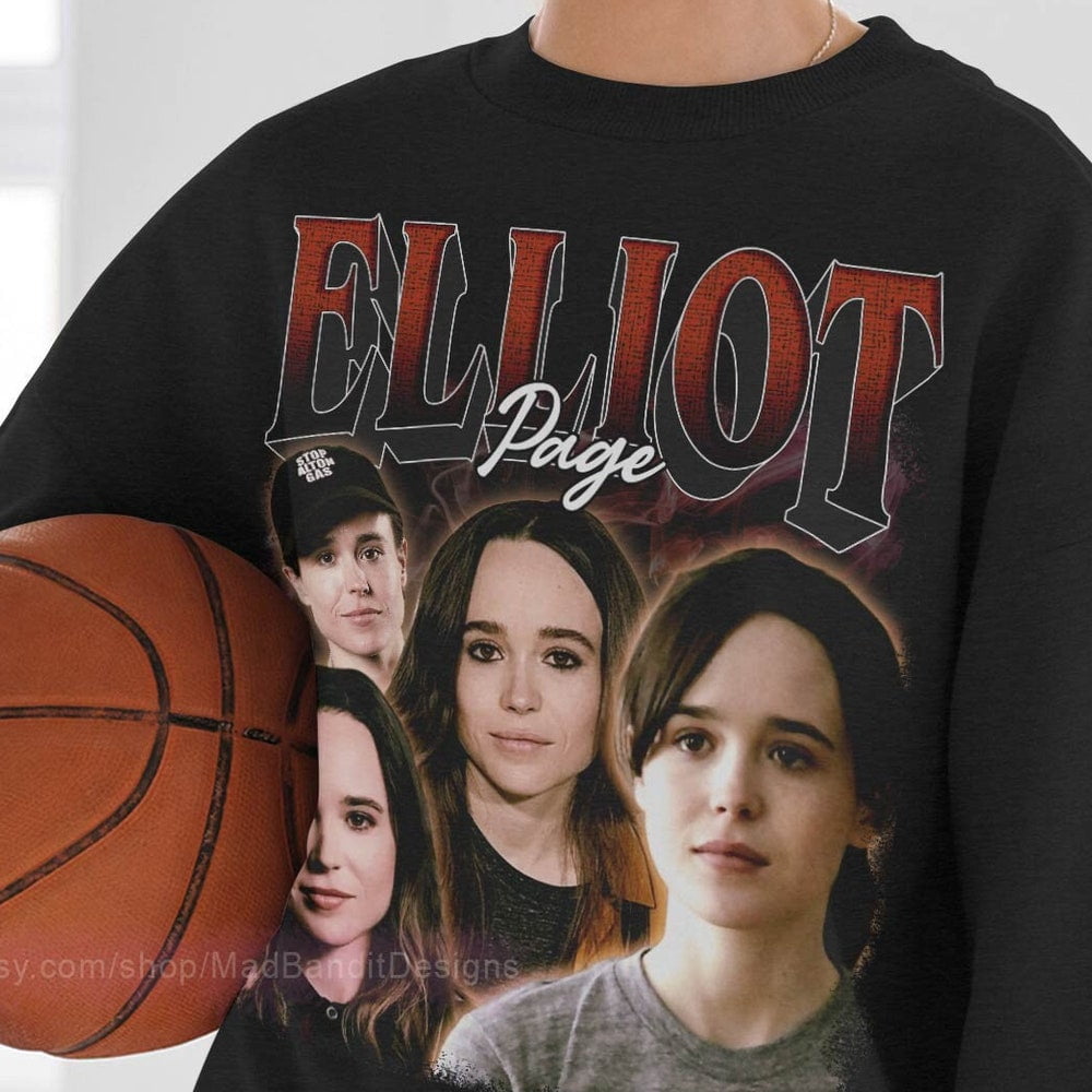 Elliot Page sweatshirt cool retro rock poster 70s 80s 90s rocker design ...