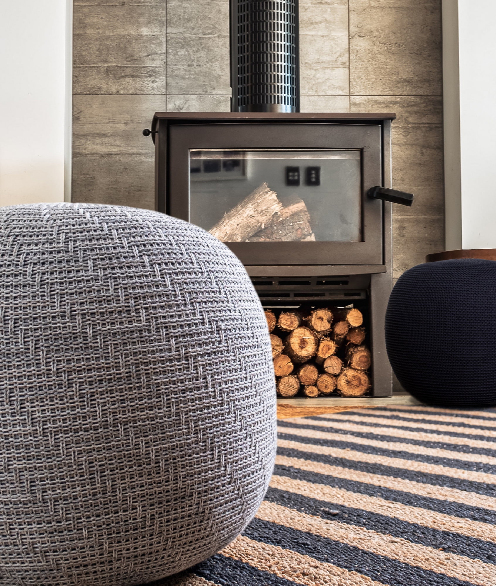 Elliott - Cooper - Grey Pouffe - Walmart.com