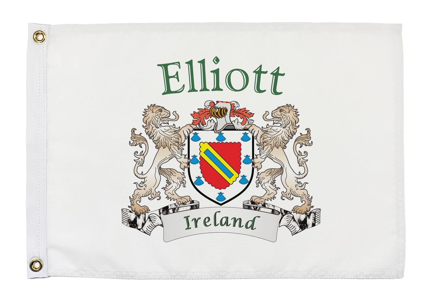 Elliott Irish Coat of Arms Small White Flag - 16"x10.5" inches ...