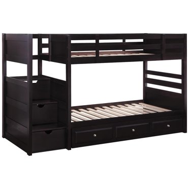 Wrangle Hill Twin over Full Bunk Bed with Built-in Ladder Amber Wash ...