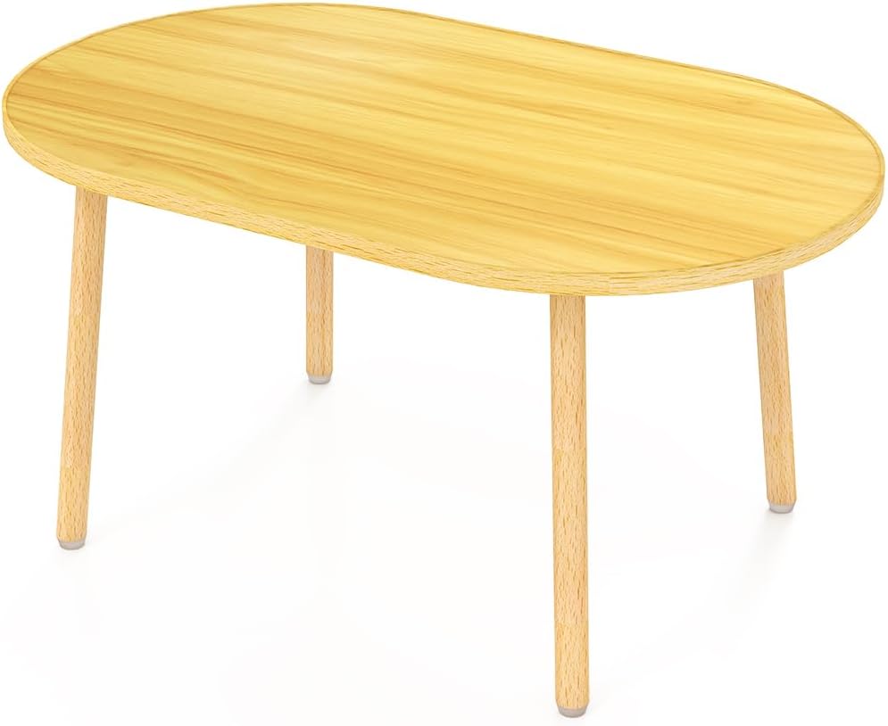 Ellipse Coffee Table Low Table with 4 Solid Wood Sturdy Legs, Floor ...