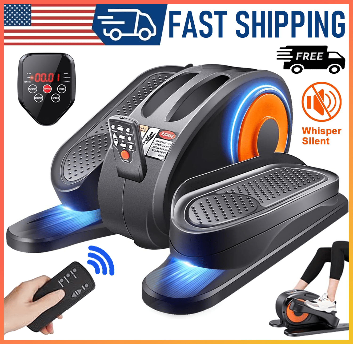 Ellipse Leg Exerciser for Seniors Under Desk Elliptical Machine Fully ...