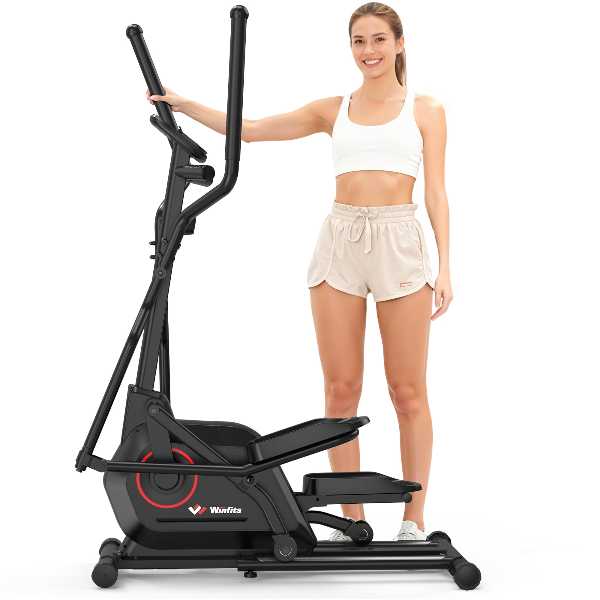 Winfita Quiet Elliptical Machine for Home Use, 15.5" Stride, Low-Impact ...