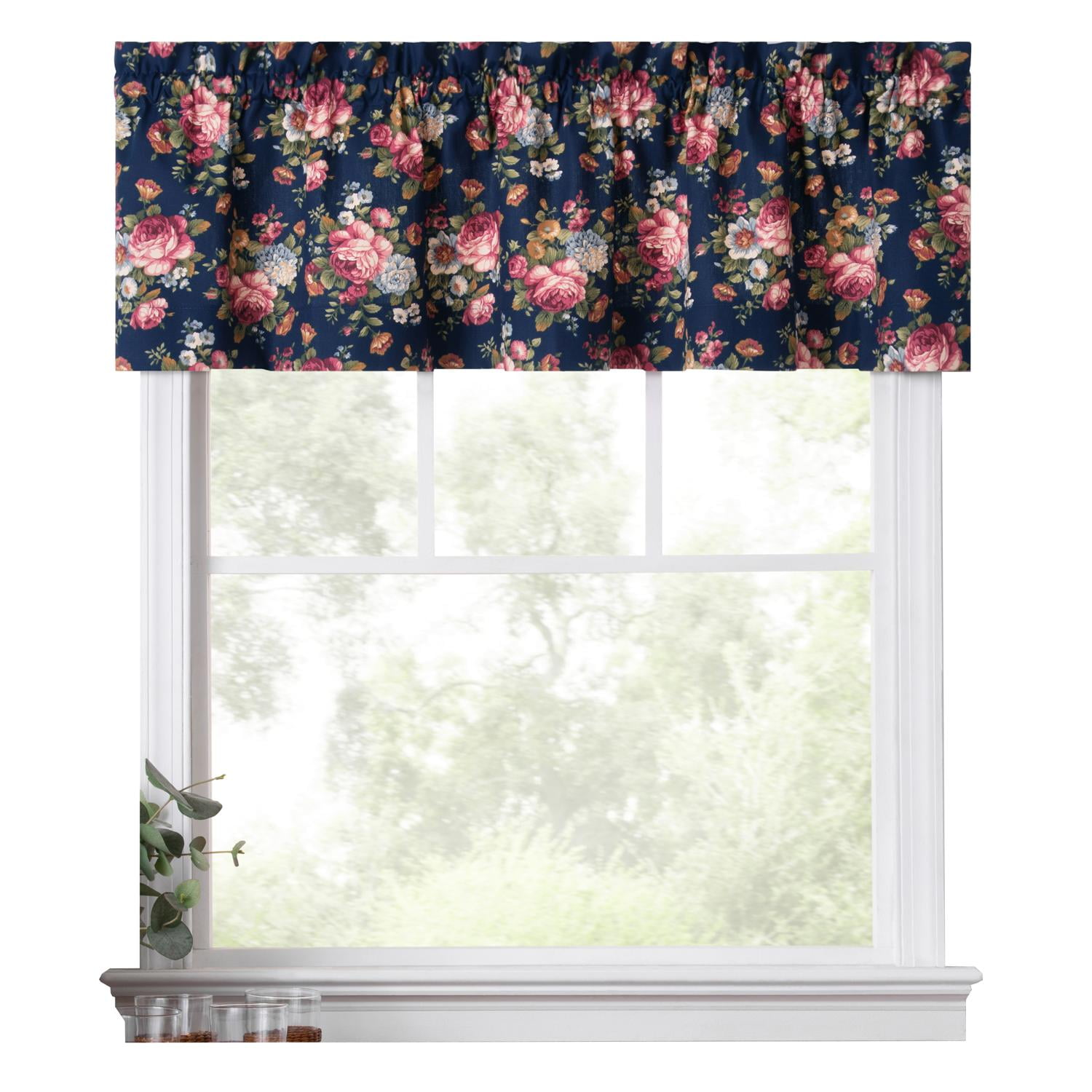 Ellis Bella Rose Stylish Medium Scale Printed Floral Pattern 1.5" Rod ...