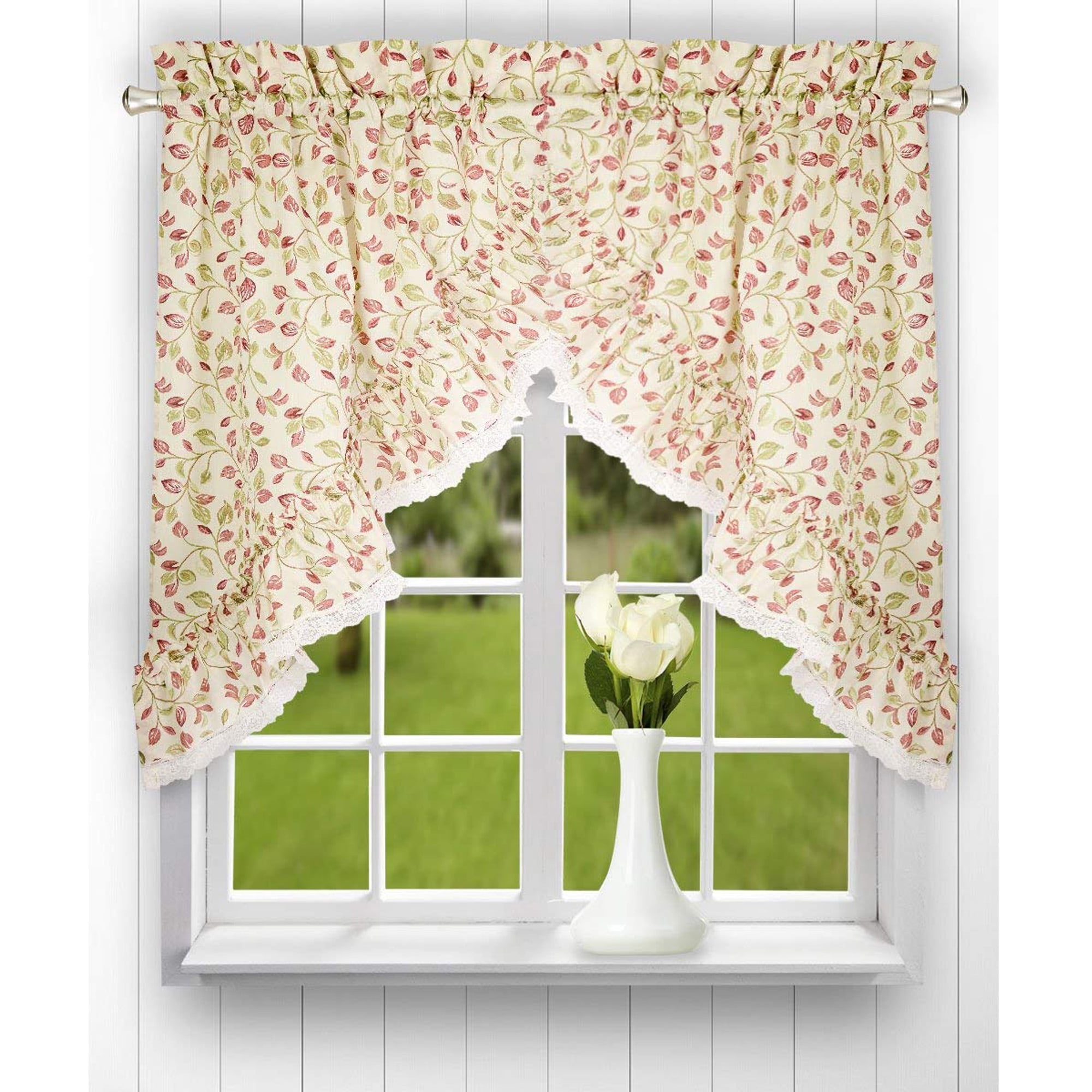 Ellis Curtain Clarice High Quality 2-Piece Leafy Branch Patterned ...