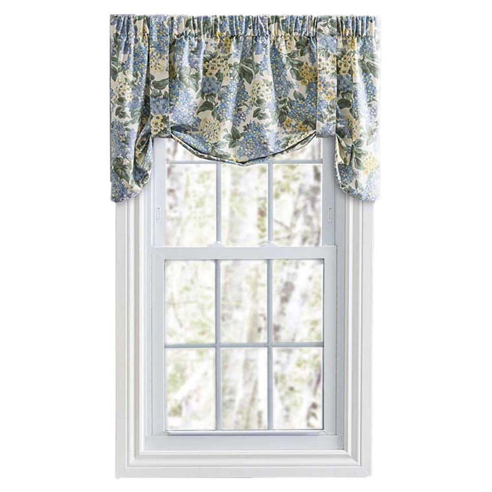 Ellis Hydrangea Classic Pattern Printed 3" Rod Pocket Window Tie Up ...