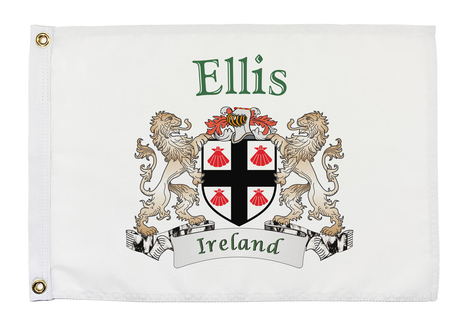 Ellis Irish Coat of Arms Small White Flag - 16"x10.5" inches - Walmart.com