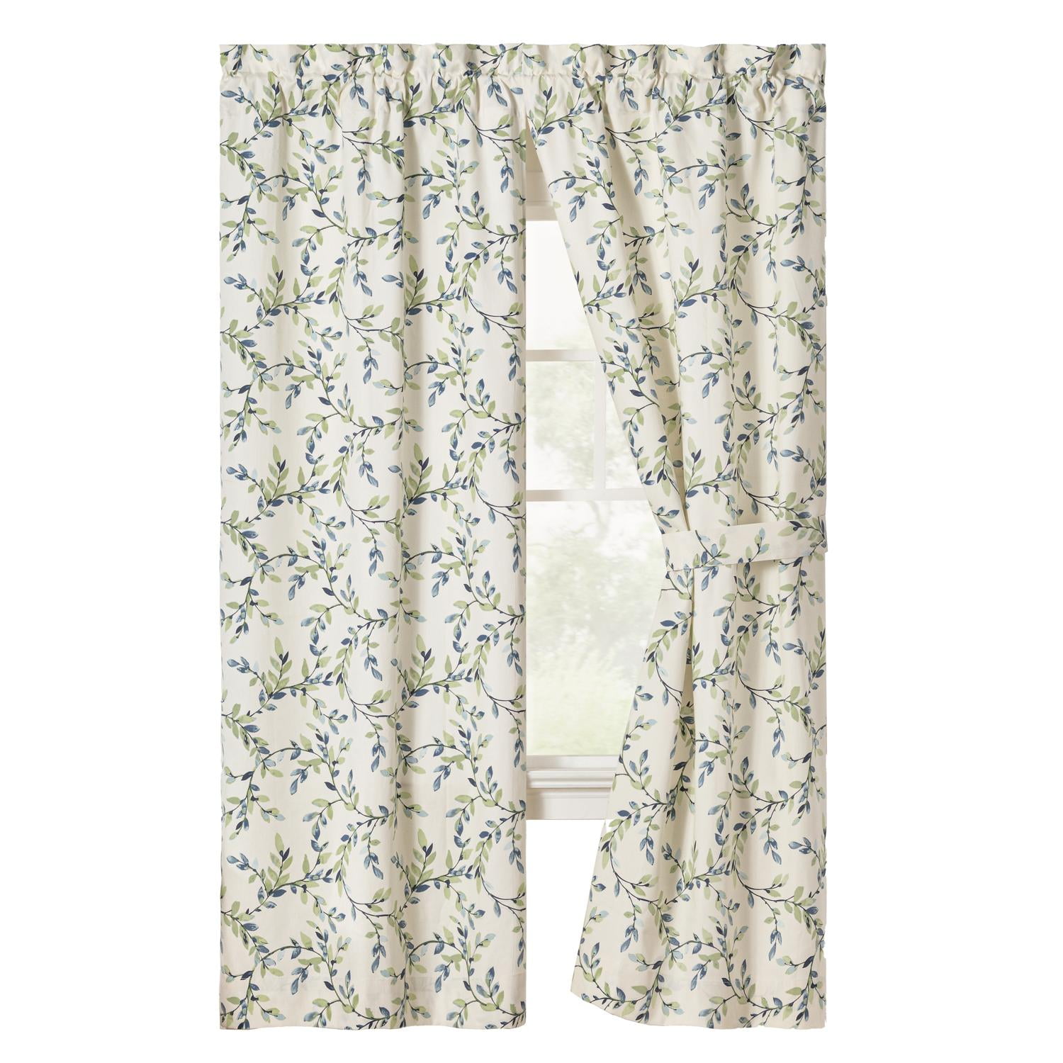 Ellis Vintage Stylish Medium Scale Printed Vine Pattern 1.5" Rod Pocket Tailored Pair for ...