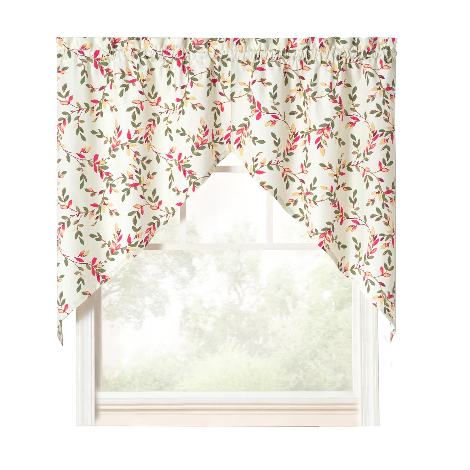 Ellis Vintage Stylish Medium Scale Printed Vine Pattern 1.5" Rod Pocket Tailored Swag for ...