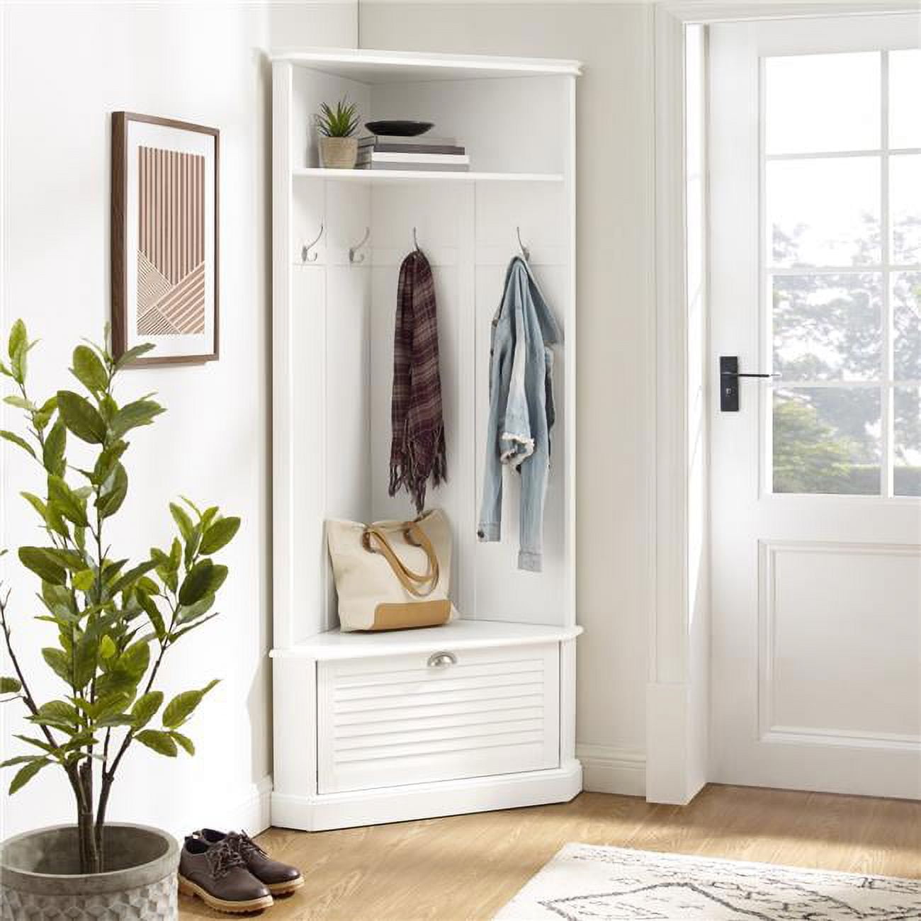 Ellison Corner Hall Tree, White - Walmart.com