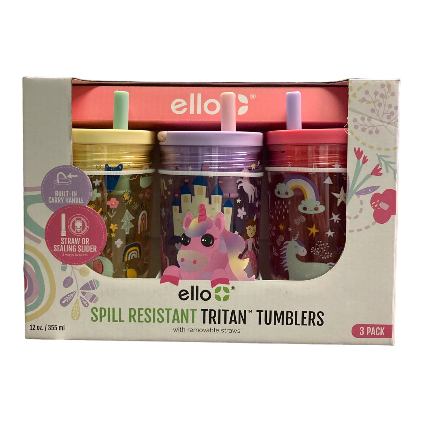 Ello 12 oz Tritan Tumbler Set for Kids with Lid & Straw, Animal ...