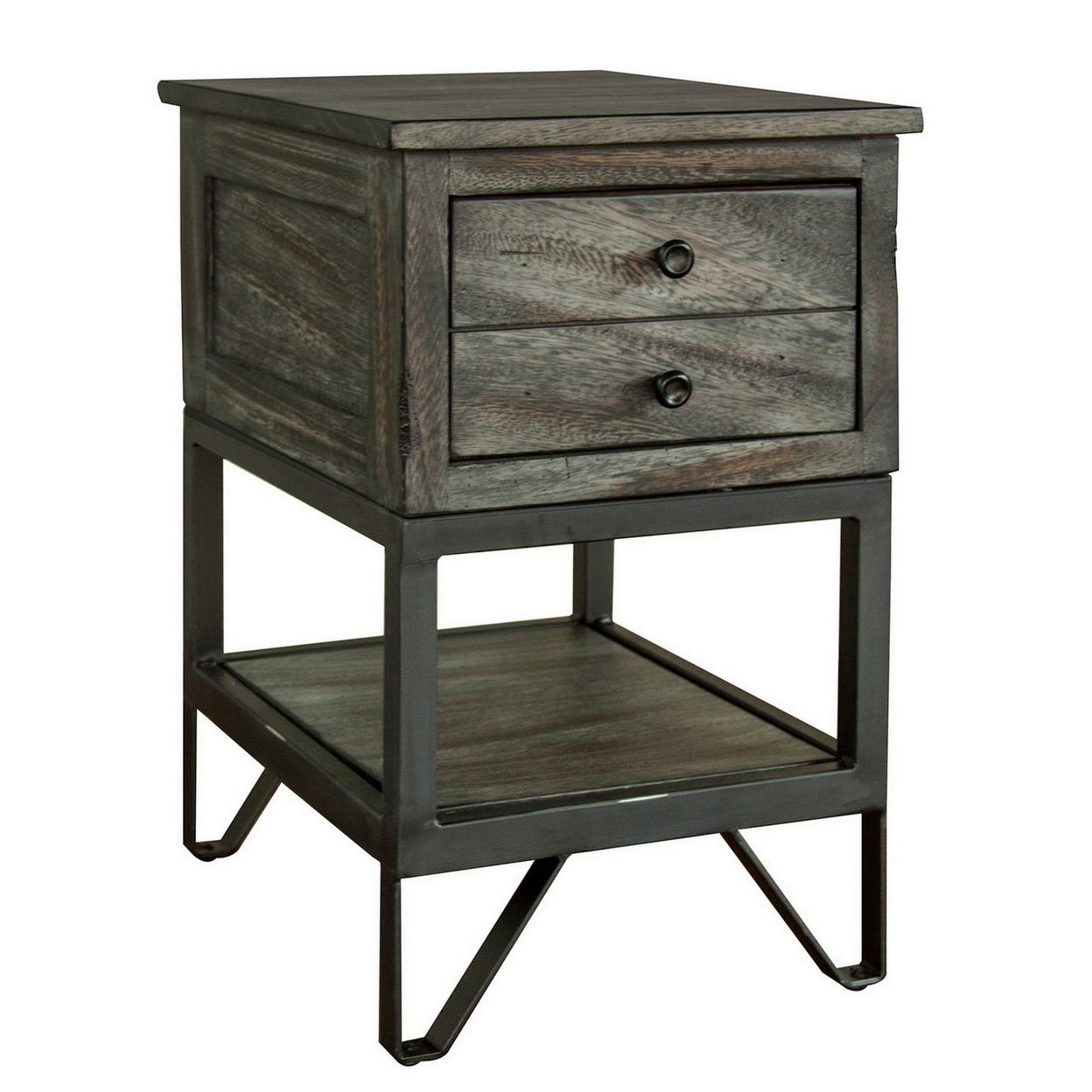 Ello 24 Inch 1 Drawer Chairside End Table with Shelf, Solid Wood, Gray - Walmart.com
