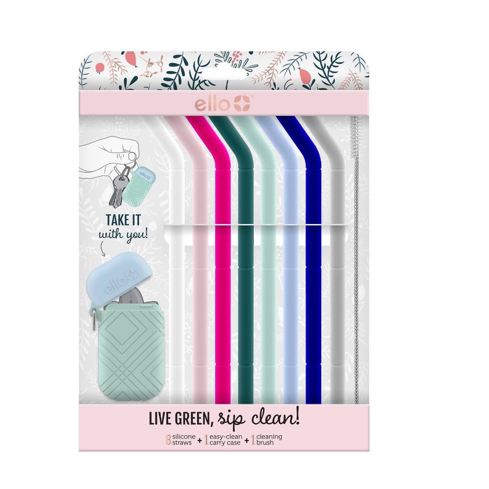 Ello 8pk Fold and Store Silicone Straws Hot Pink/Royal - Walmart.com
