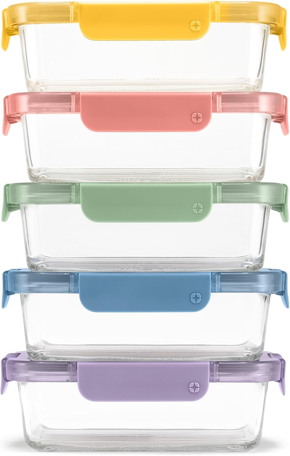 Ello Color Lock 3.4 Cup 10PC, 5 Pack Glass Meal Prep Sets Leak-Proof ...