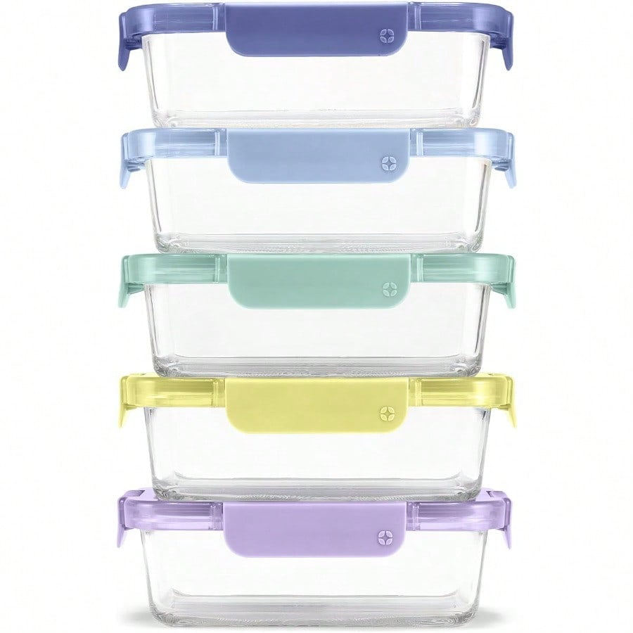 Ello Color Lock 3.4 Cup 10PC 5 Pack Glass Meal Prep Sets Leak-Proof ...