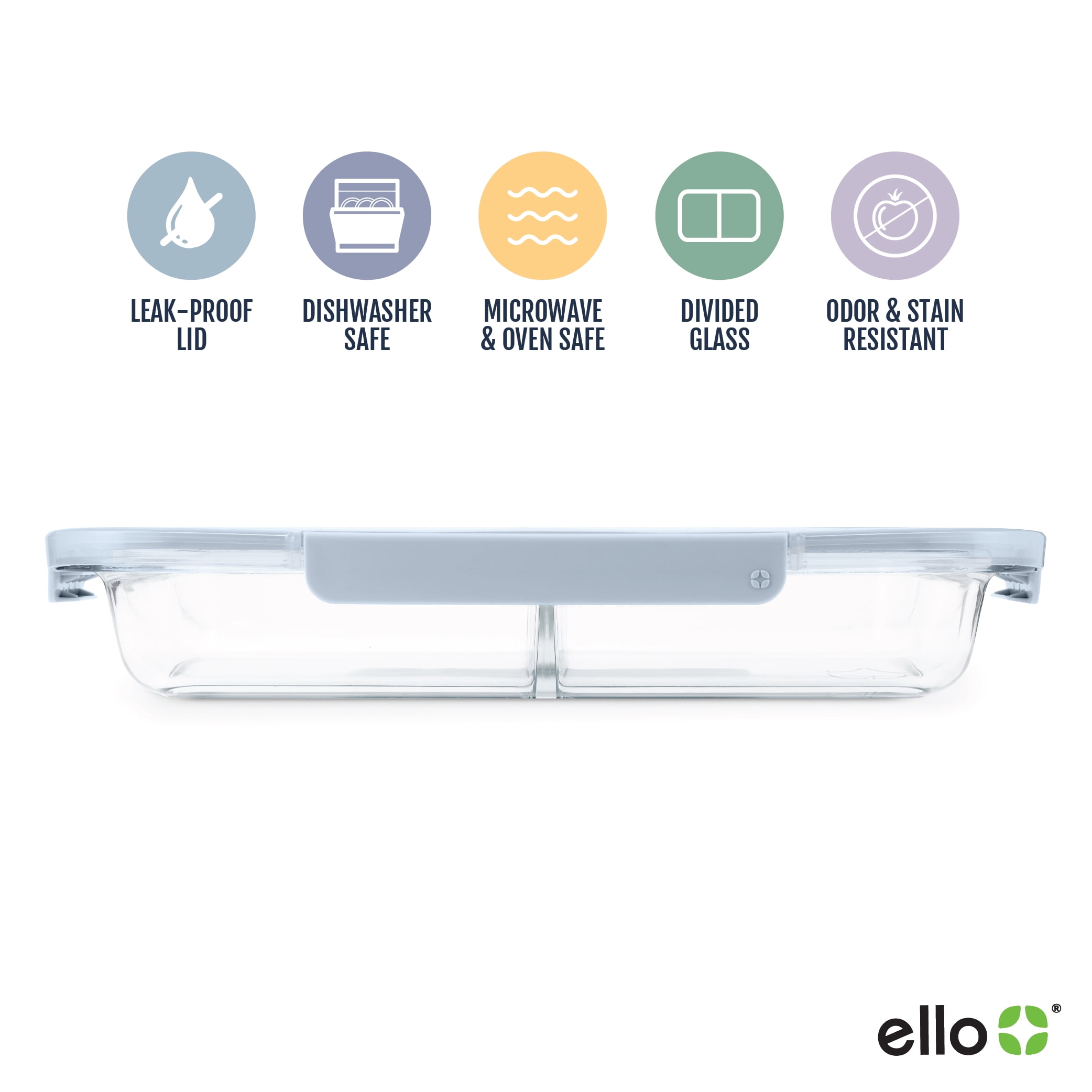 Ello Color Lock 9x13 Divided Glass Baker - Walmart.com