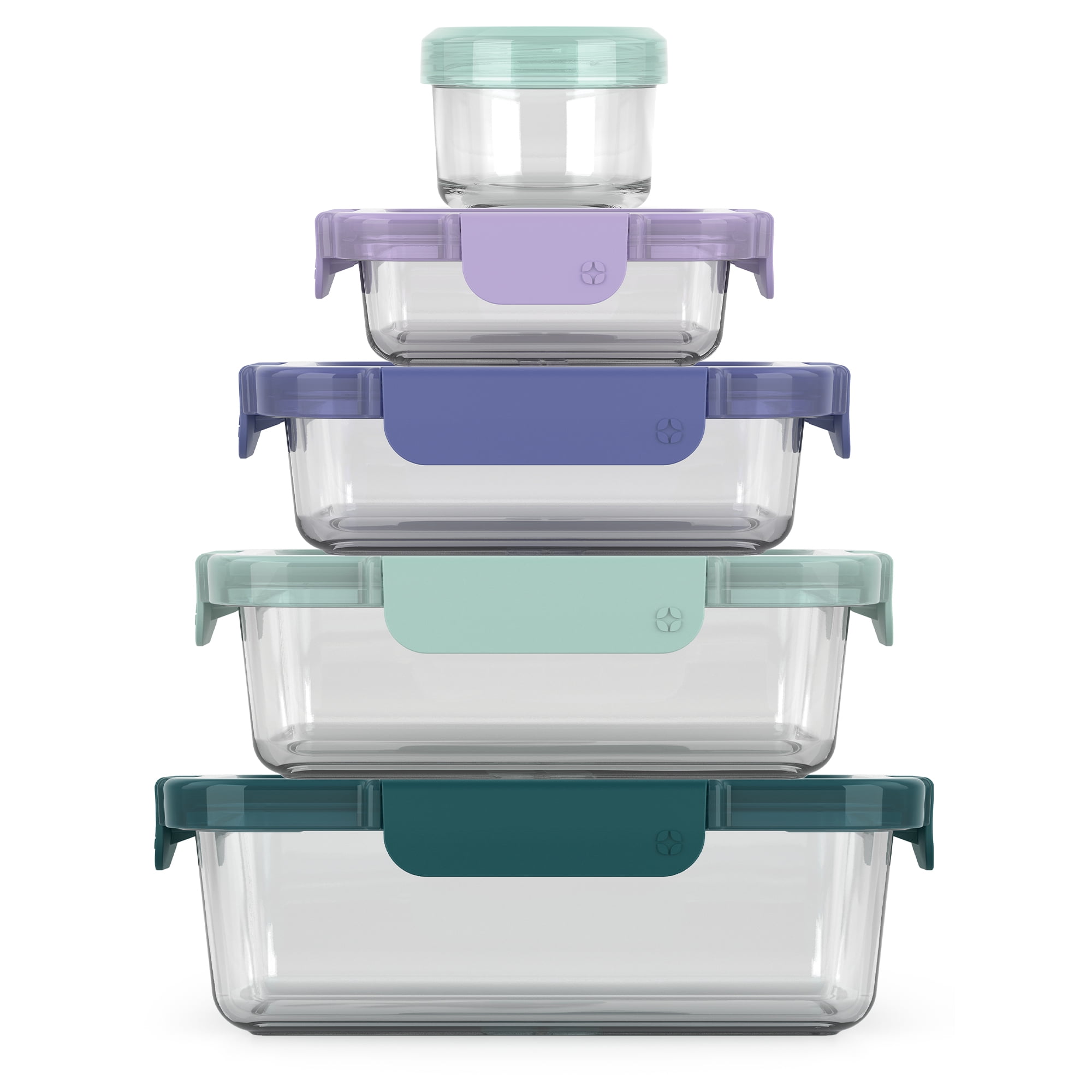 Ello Color Lock Glass Containers and Plastic Lids, 10 Piece Food ...