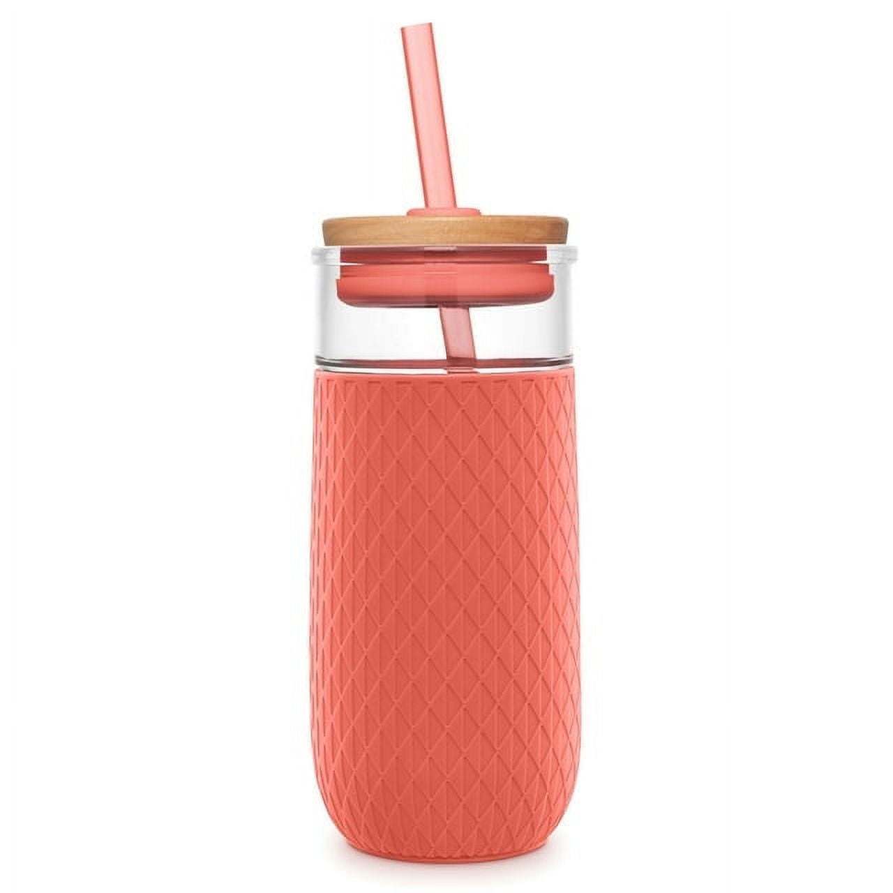 Ello Devon 20oz Glass Tumbler with Straw, Coral - Walmart.com