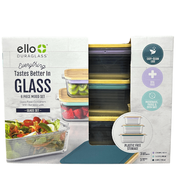 Ello Duraglass, 6-Piece Mixed Set With Bamboo Lids - Walmart.com