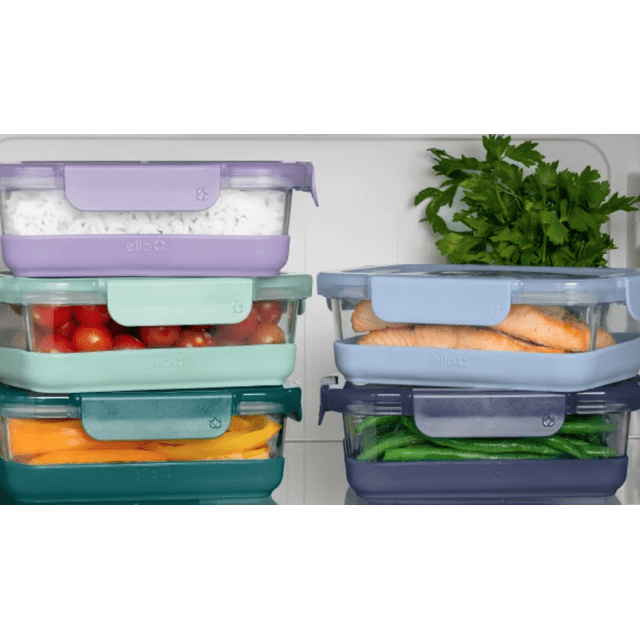 Ello Duraglass Glass Meal Prep Containers with Non-Slip Base Set, 10 ...