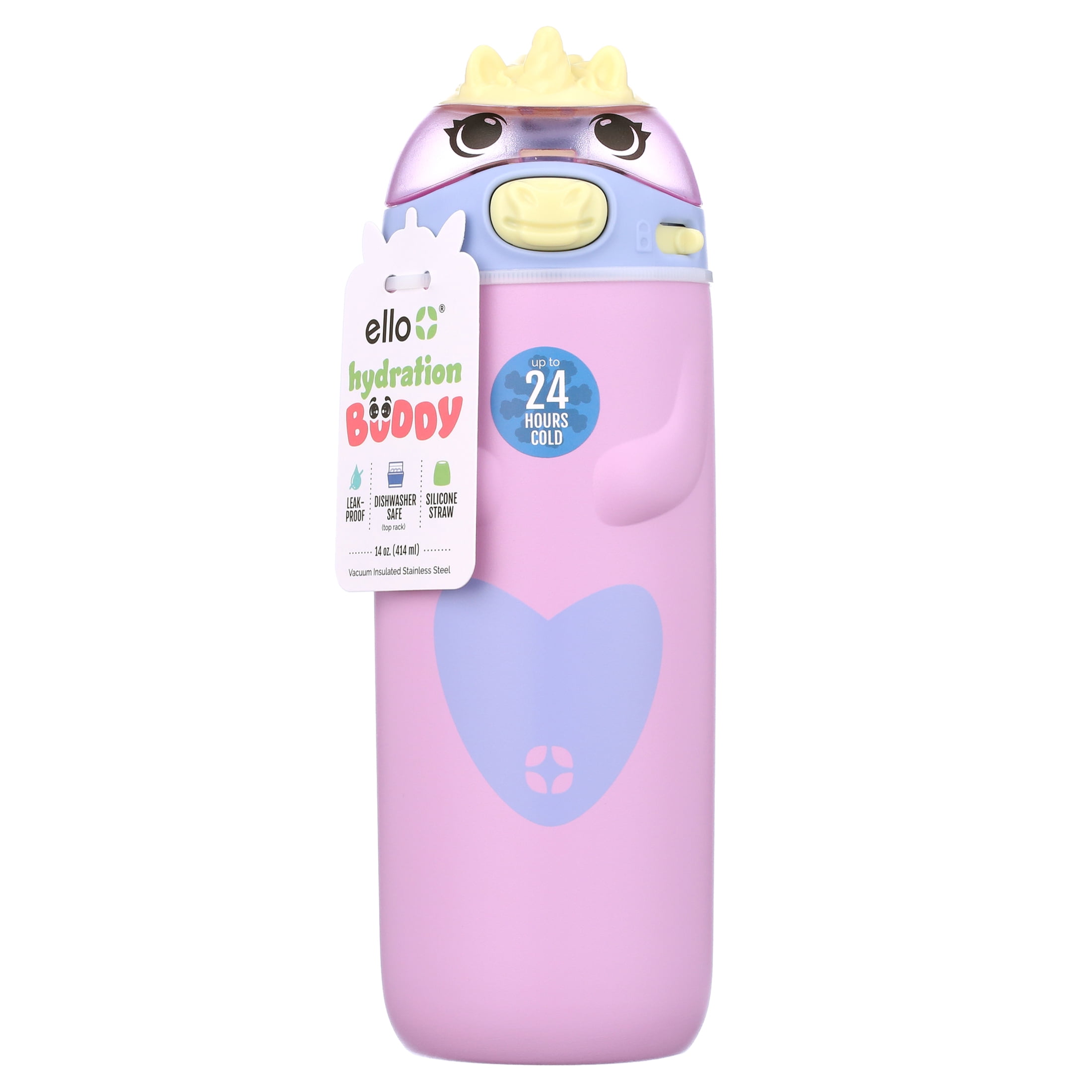 Ello Ellies 14oz Stainless Steel Water Bottle with Unicorn Lid ...