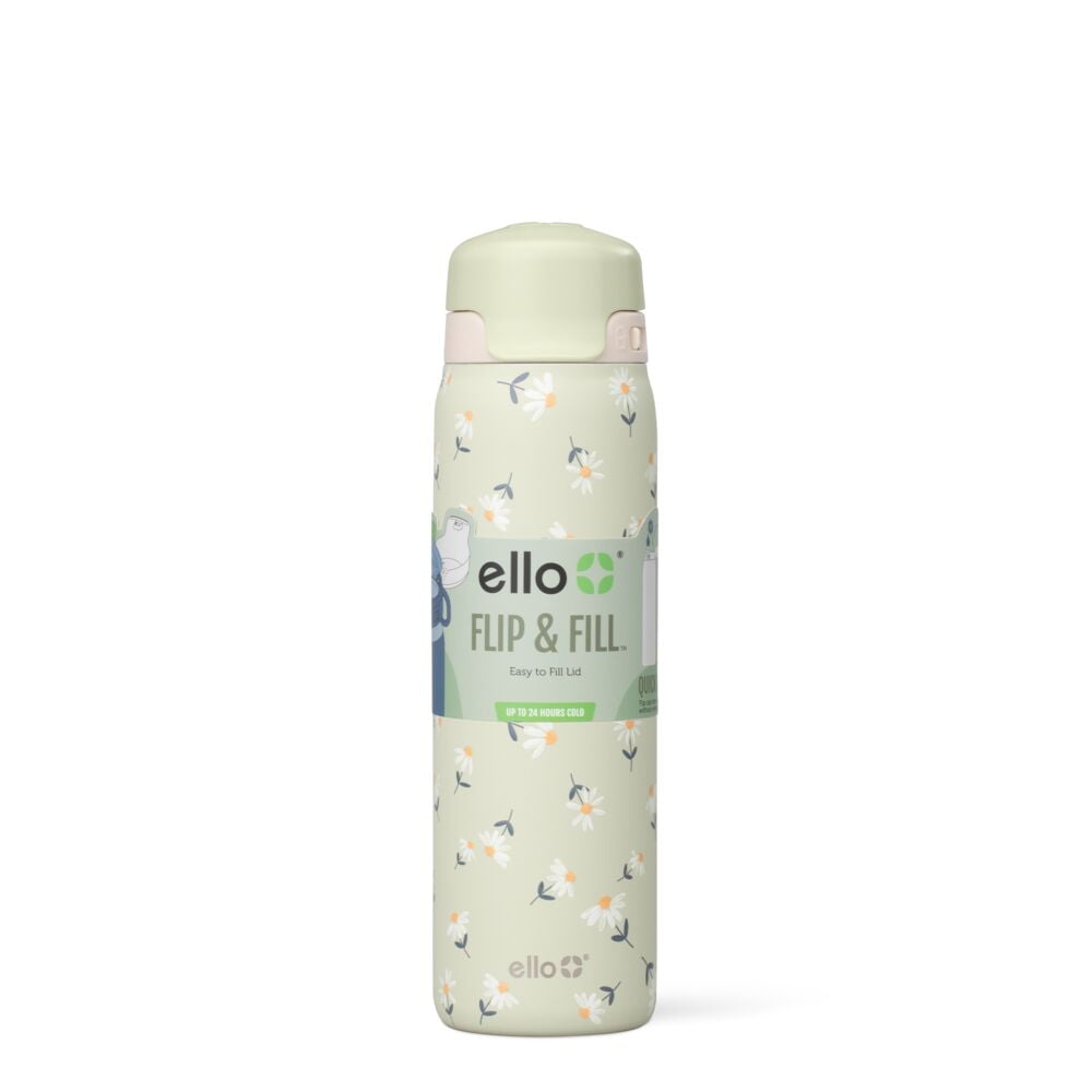 Ello Flip & Fill 22oz Stainless Steel Water Bottle with Flip-Top Lid ...