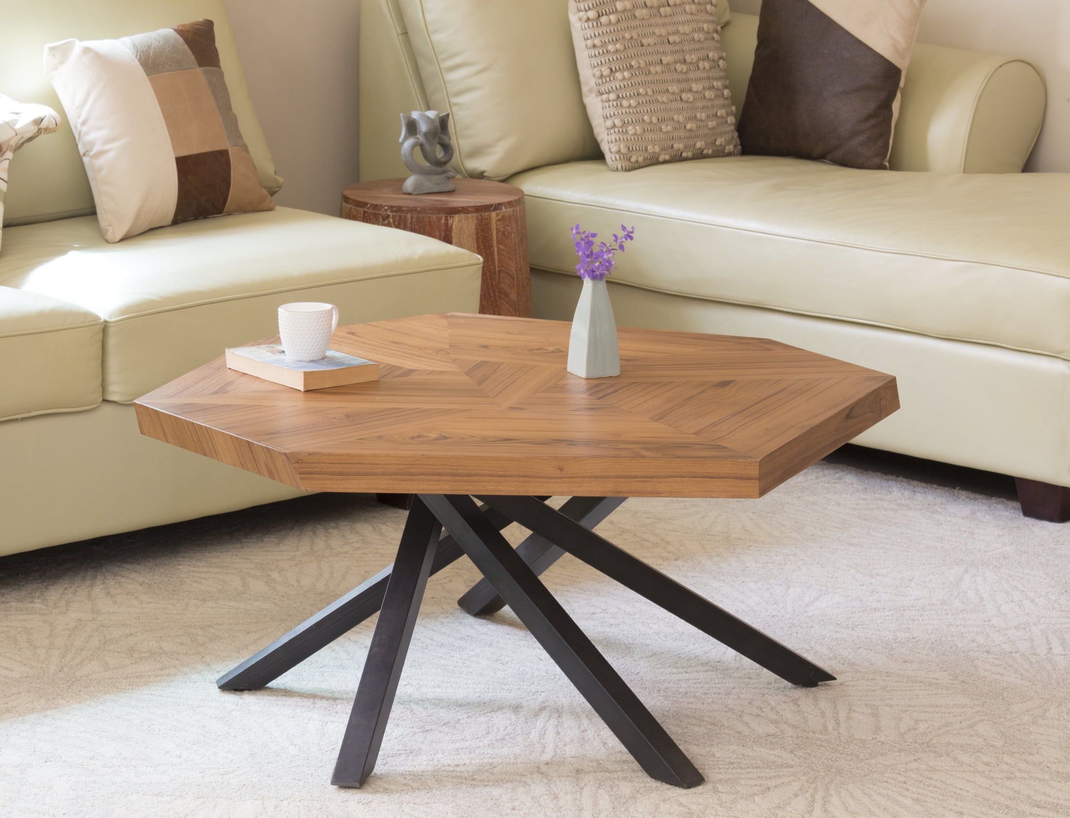 Ello Teak Vaneer Coffee Table - Walmart.com