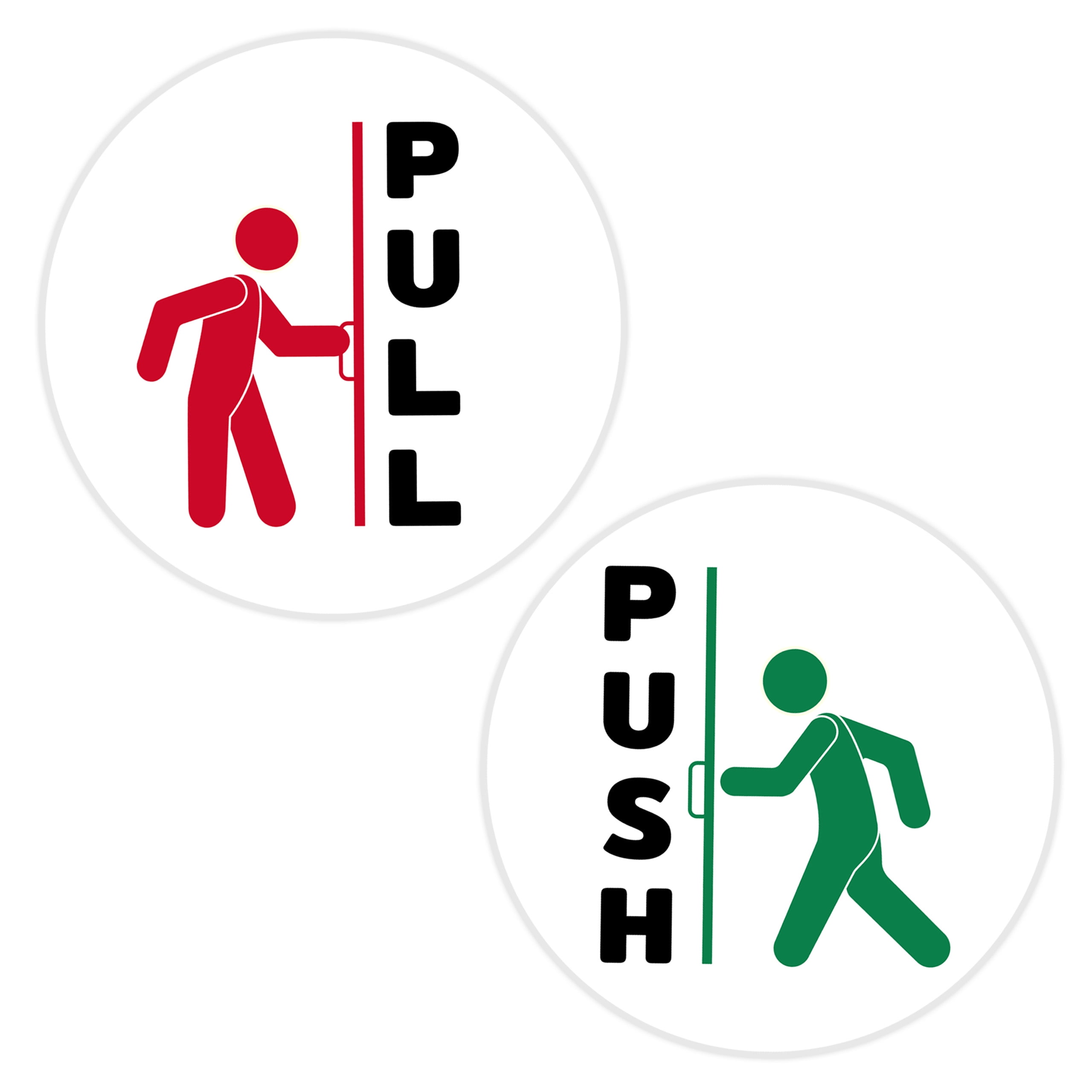 Ellopi 5" Round 'Push' and 'Pull' Colorful Graphic Sticker, 2 Pack ...