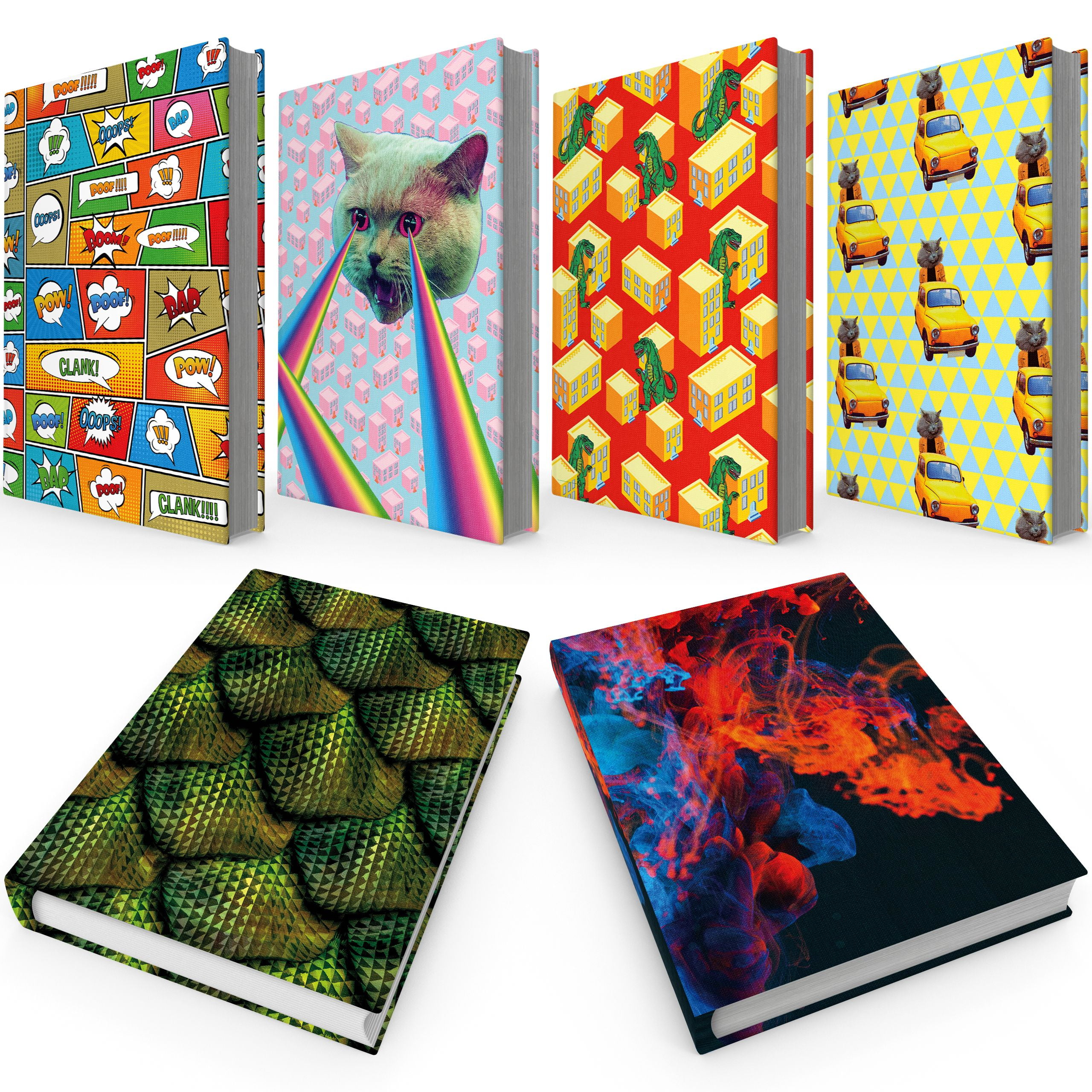 Ellopi 8" x 10" Stretchable Book Covers Cool Print Book Sox, 6 Ct ...