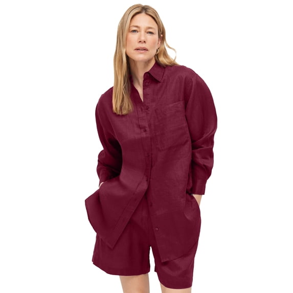 Ellos Plus Size Linen-Blend Elastic Waist Shorts - Walmart.com
