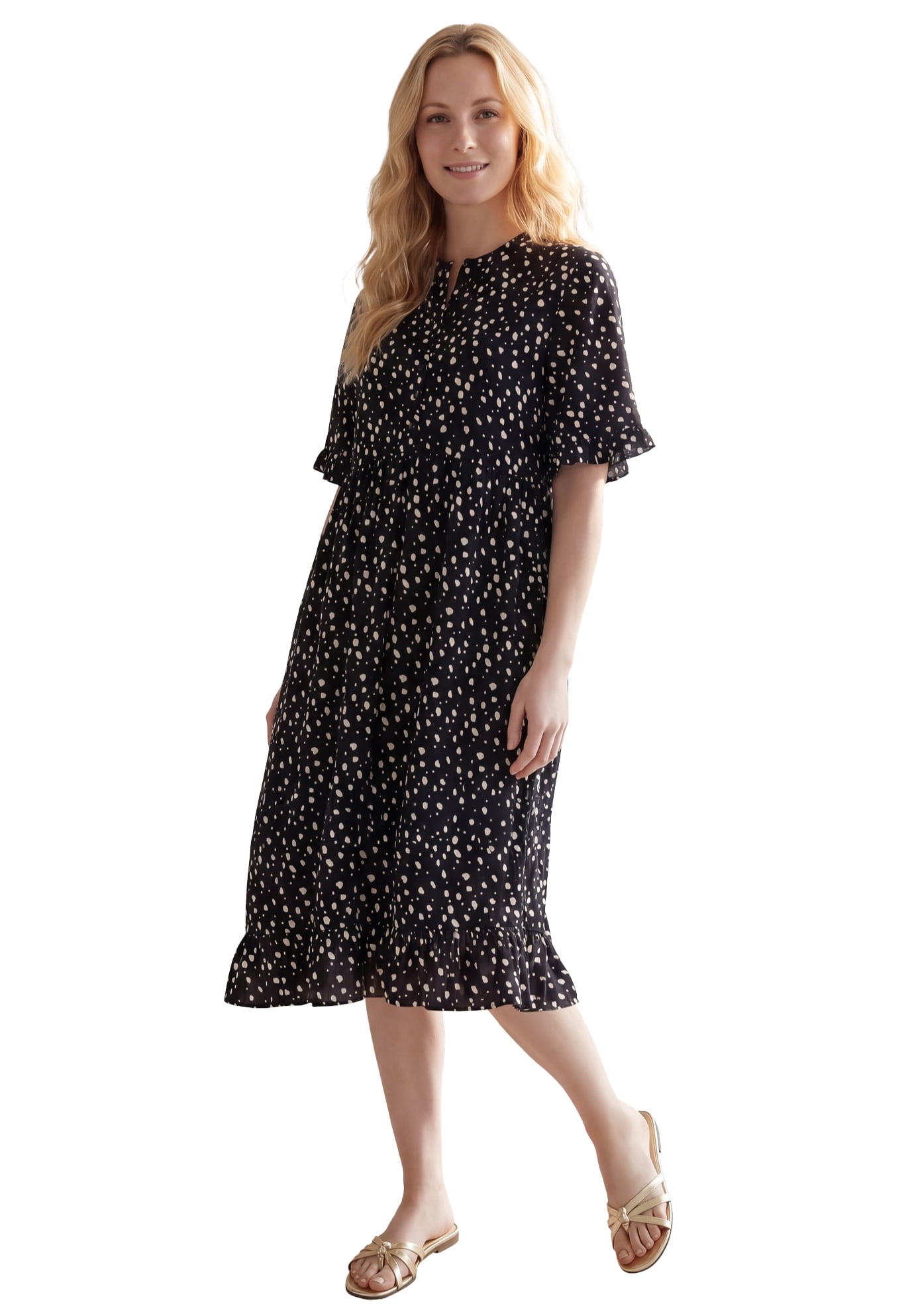 Ellos Plus Size Ruffled Empire Dress - Walmart.com