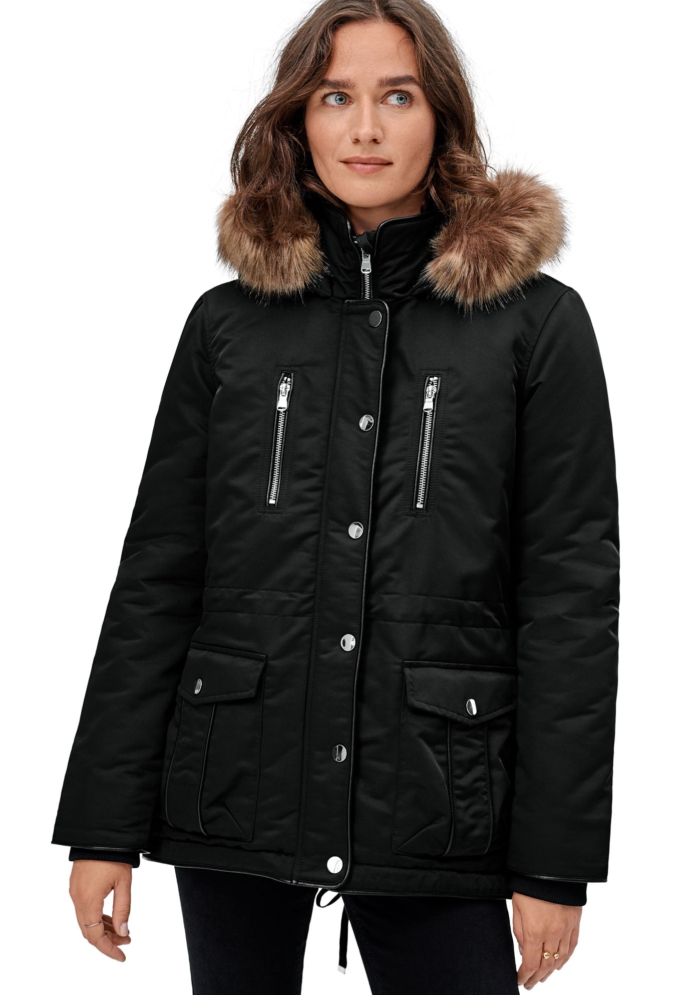 Ellos Women's 4-Pocket High-Low Parka Coat - Walmart.com
