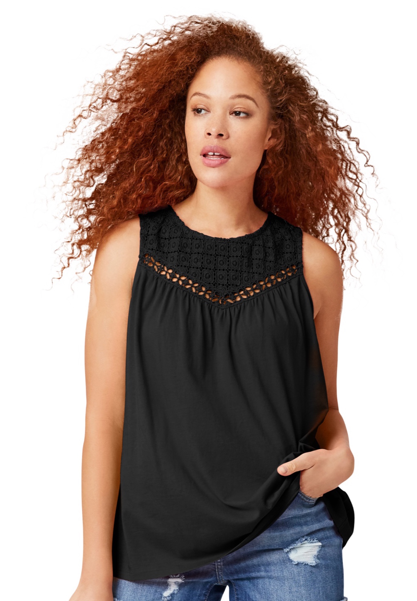 Ellos Women's Crochet Lace Tank Top - Walmart.com