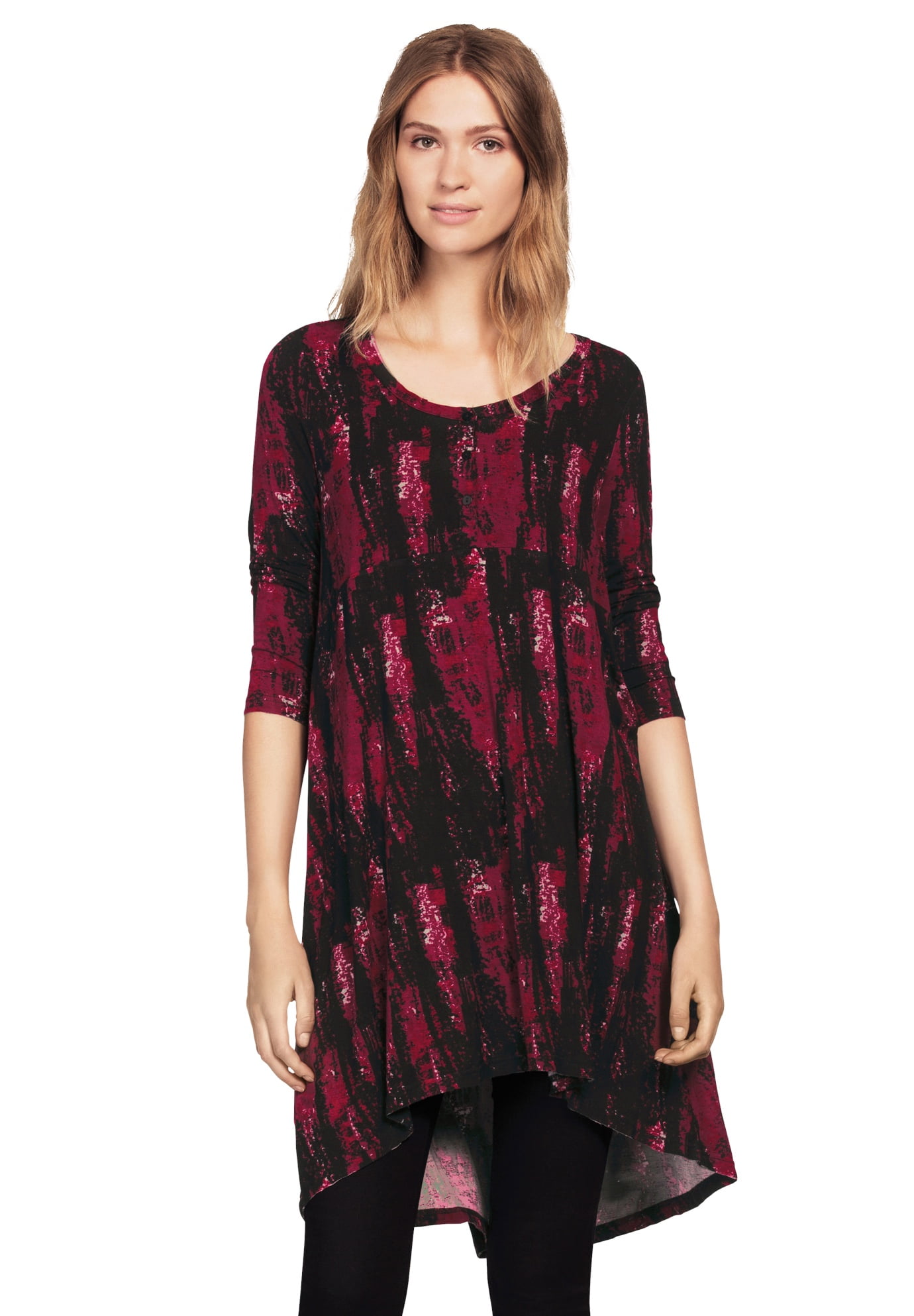 Ellos Women's High/Low Henley Tunic Tunic - Walmart.com